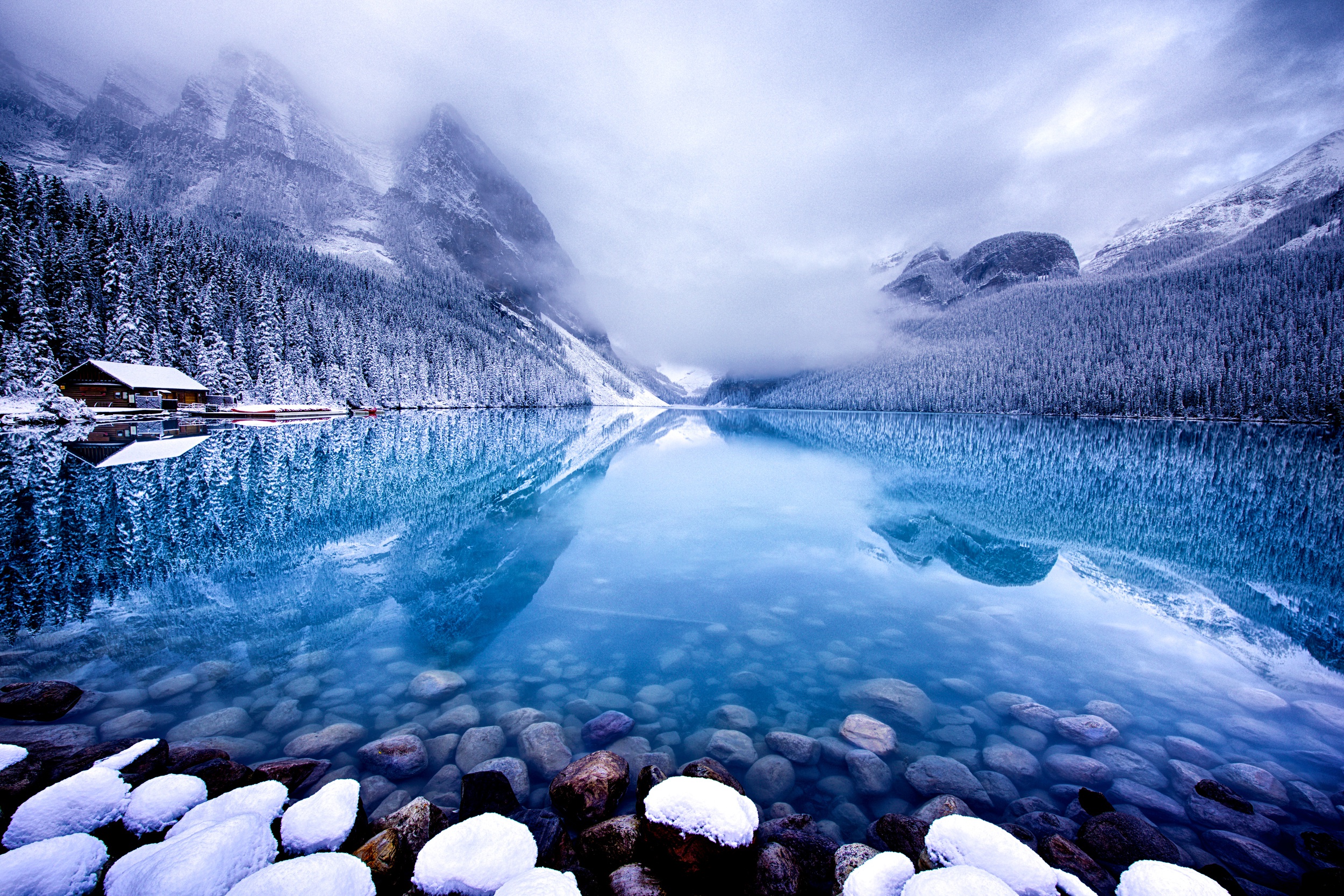 Download Mountain Snow Reflection Winter Canada Nature Lake Snowy ...