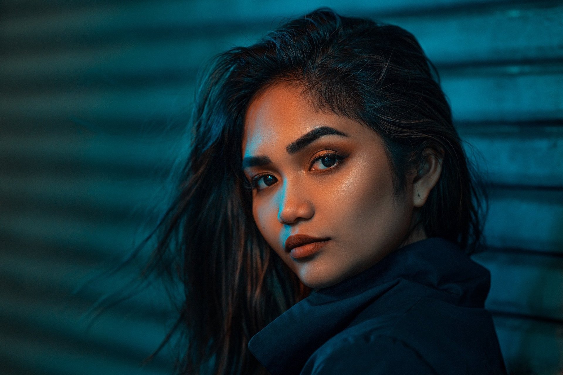 Download Black Hair Brown Eyes Lipstick Face Woman Model HD Wallpaper ...