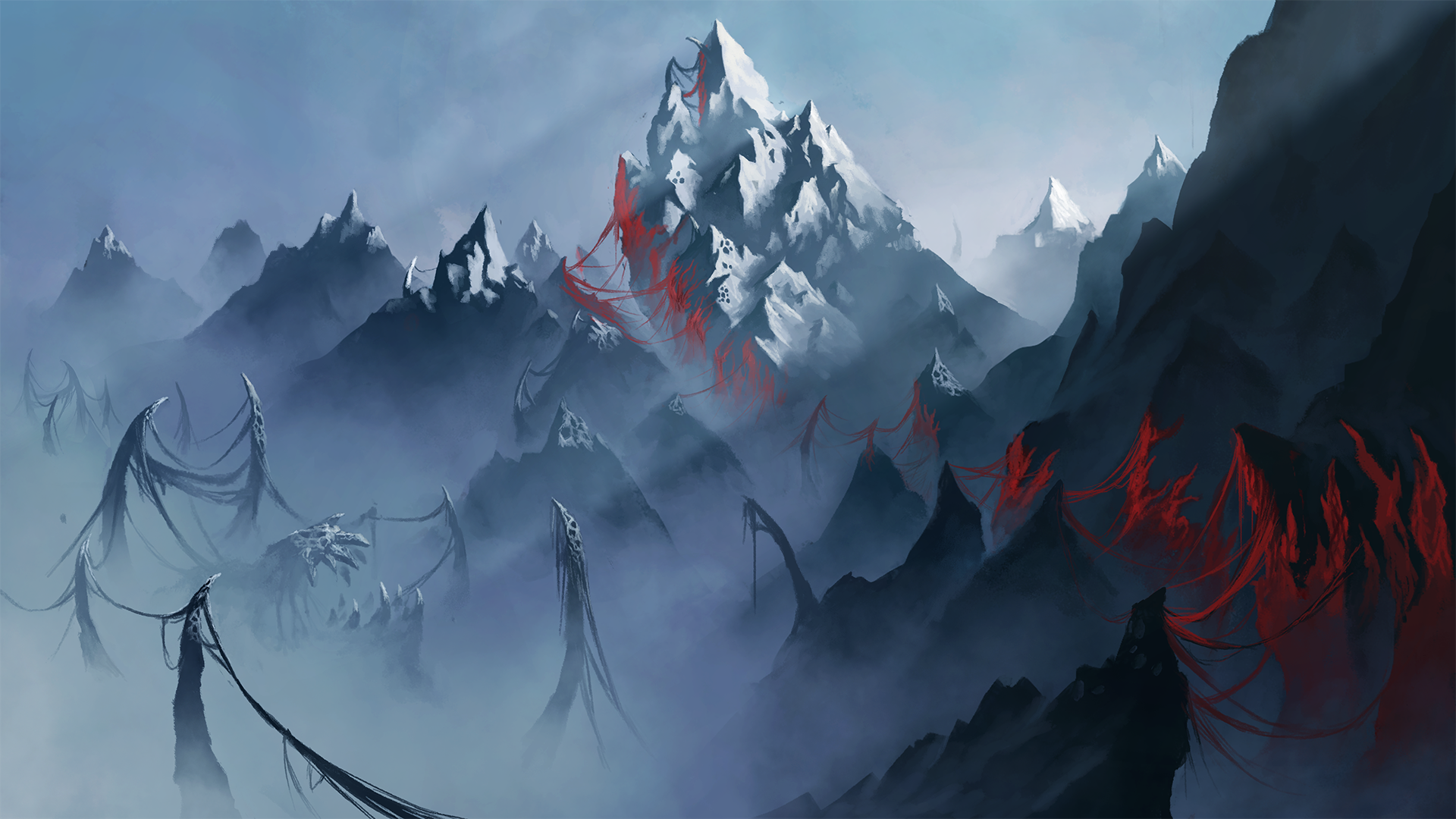 Enchanted Peaks: A Stunning Fantasy Mountain Landscape HD Wallpaper by ...