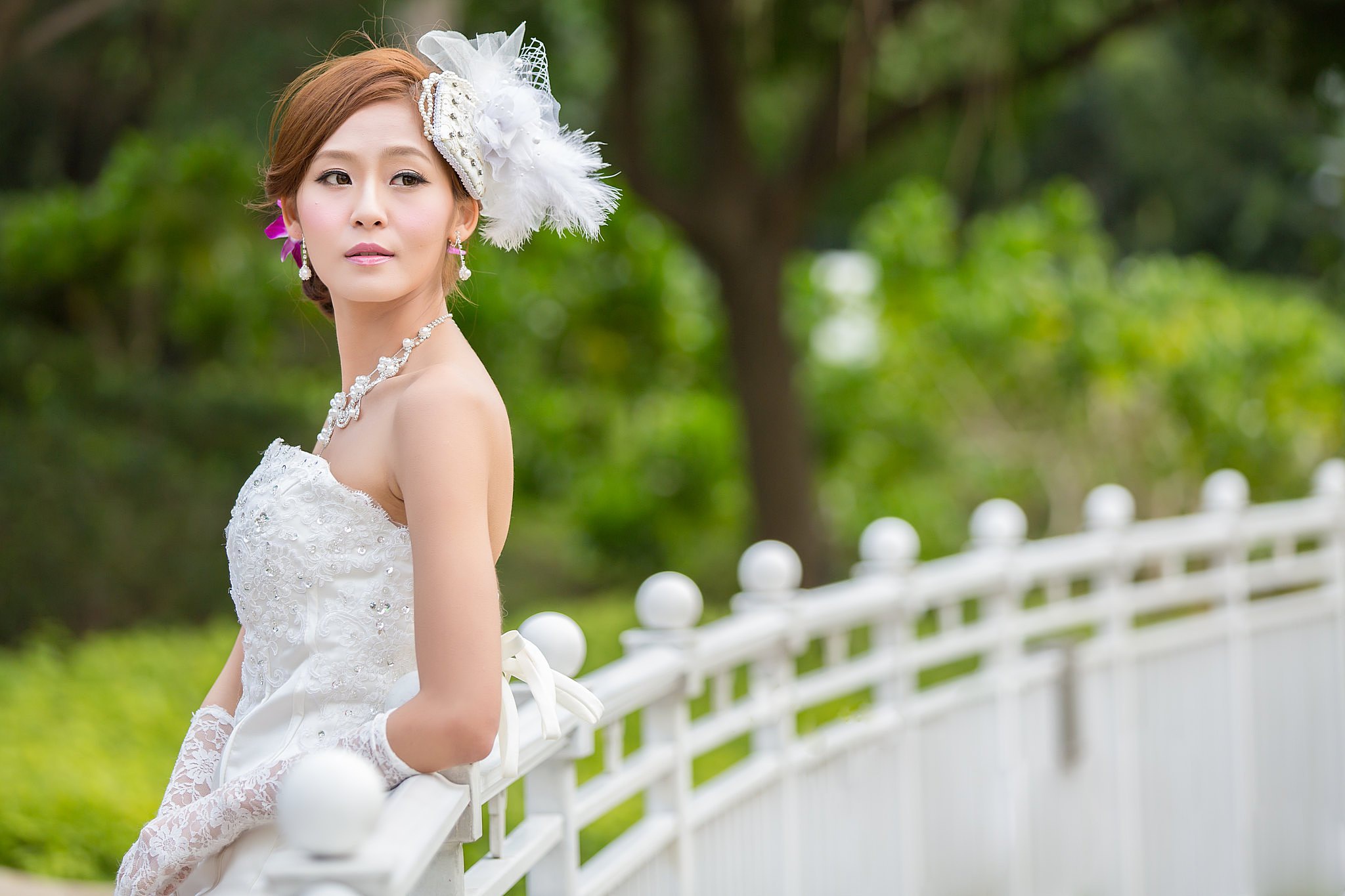 Download Wedding Dress Necklace Depth Of Field White Dress Model Woman ...