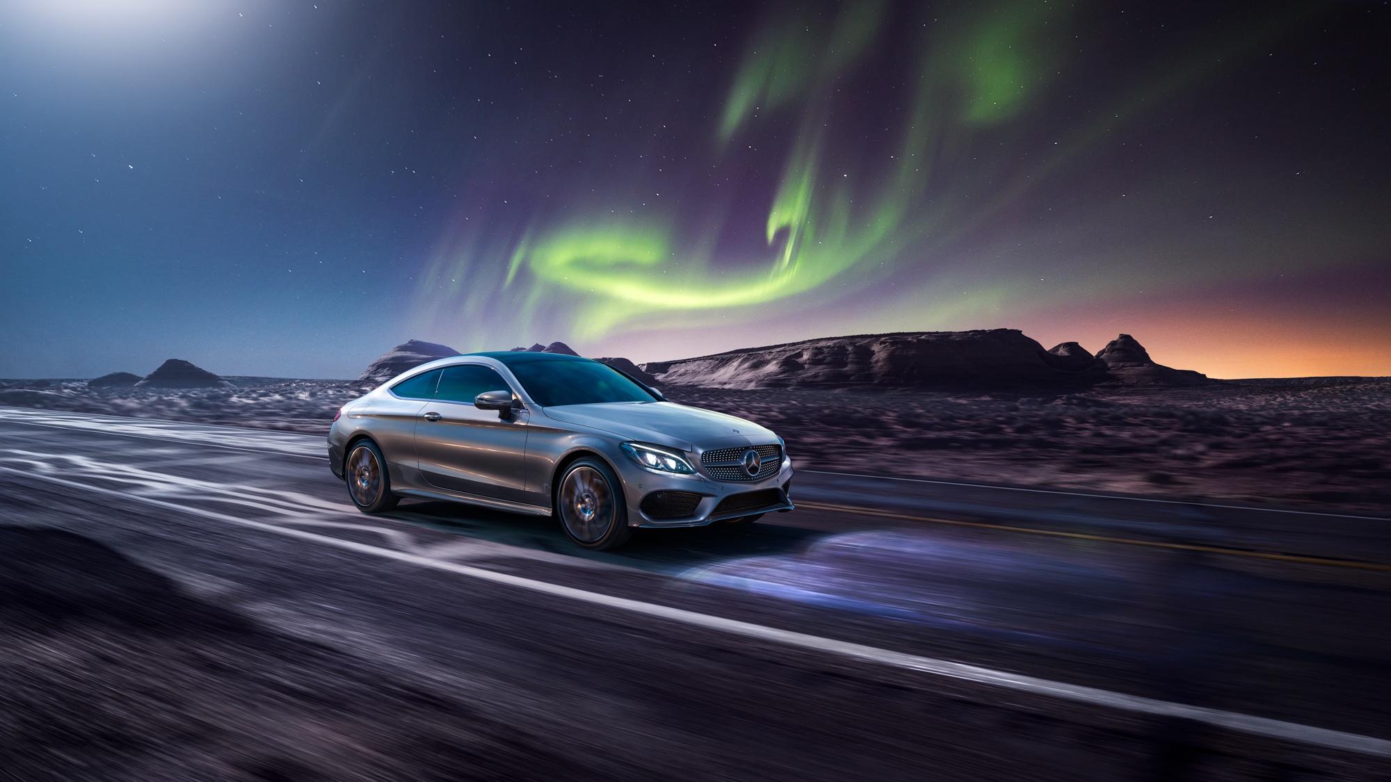 Download Aurora Borealis Silver Car Car Mercedes-Benz Vehicle Mercedes ...