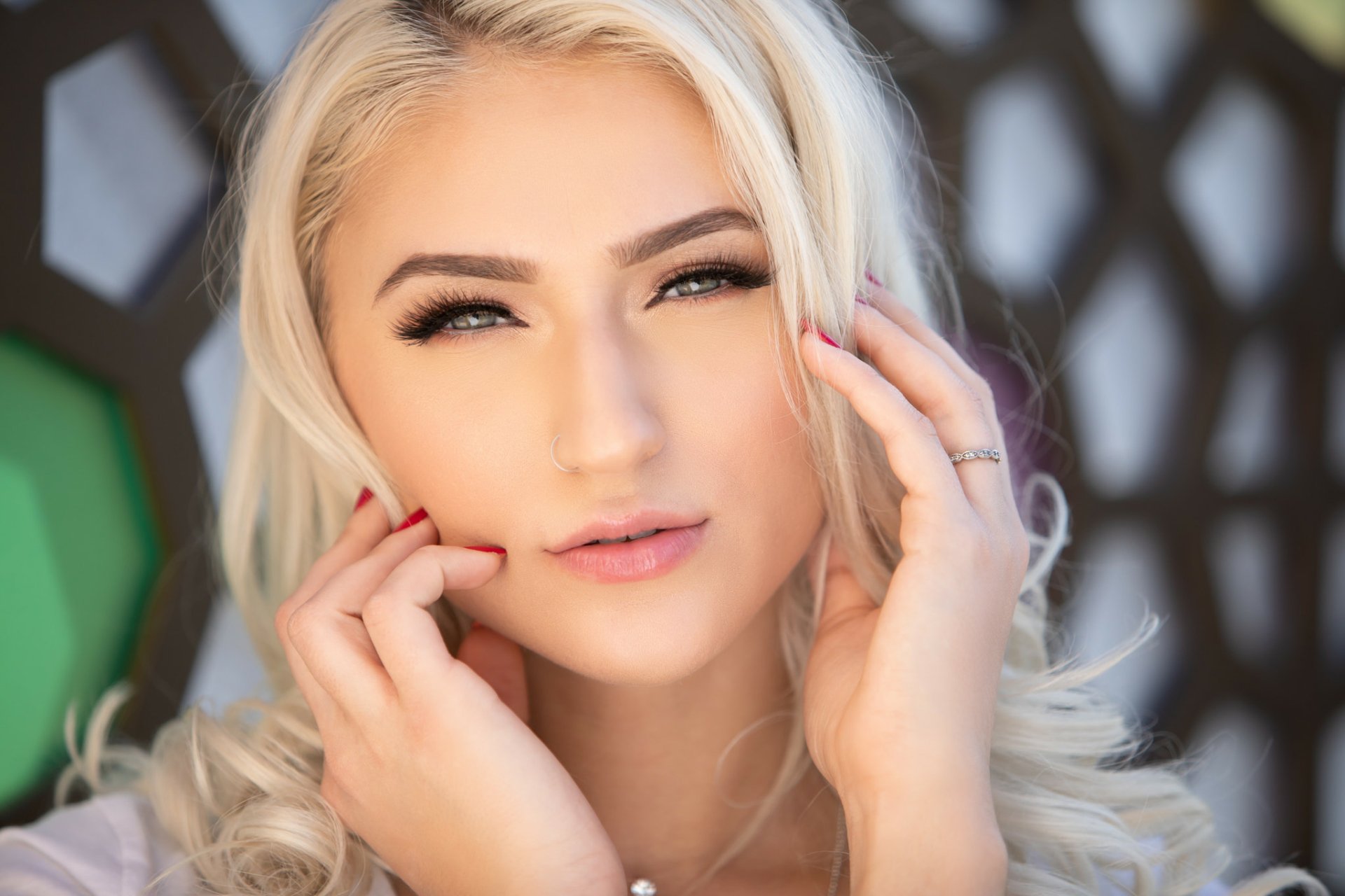 Download Stare Blonde Model Woman Face HD Wallpaper by Jeremy Moss