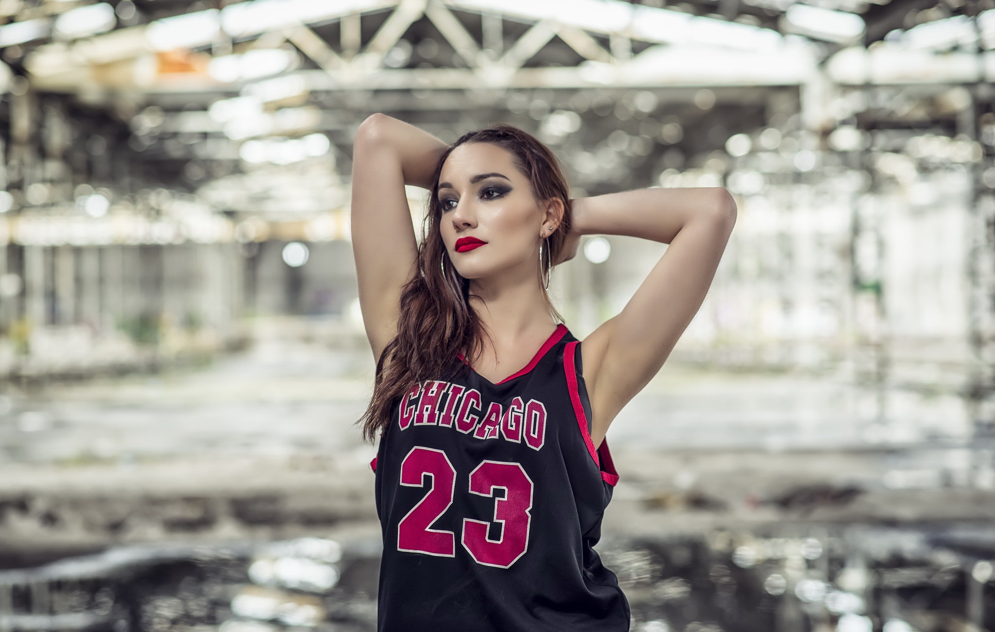 Download Depth Of Field Lipstick Brunette Woman Model Hd Wallpaper