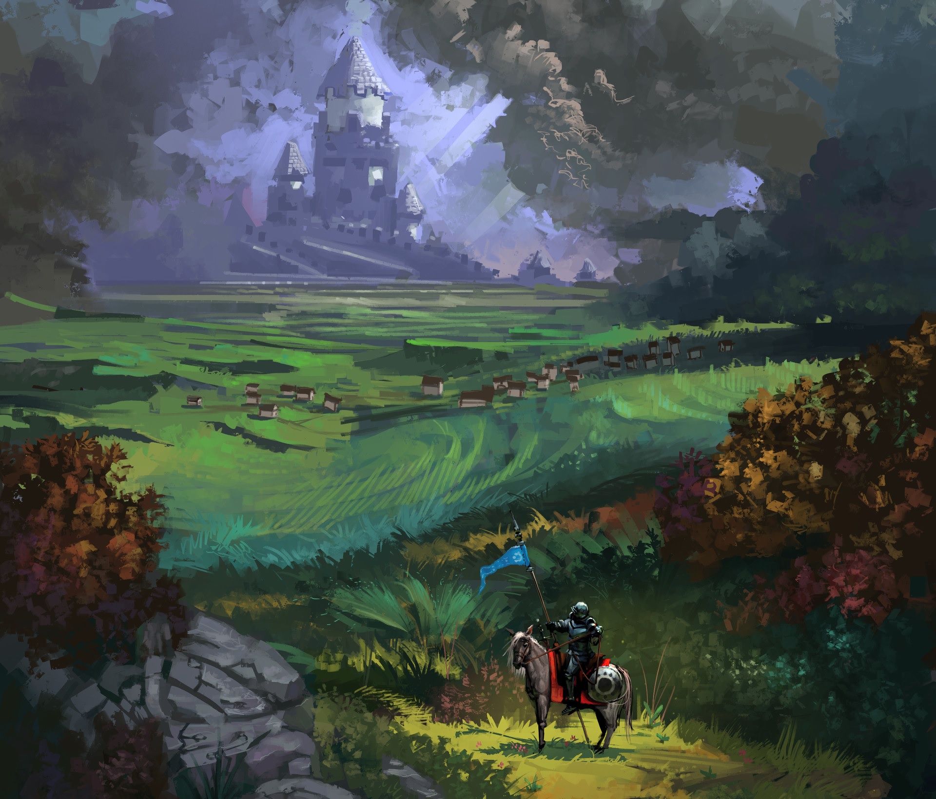 Download Warrior Castle Horse Landscape Fantasy Knight Fantasy Warrior ...