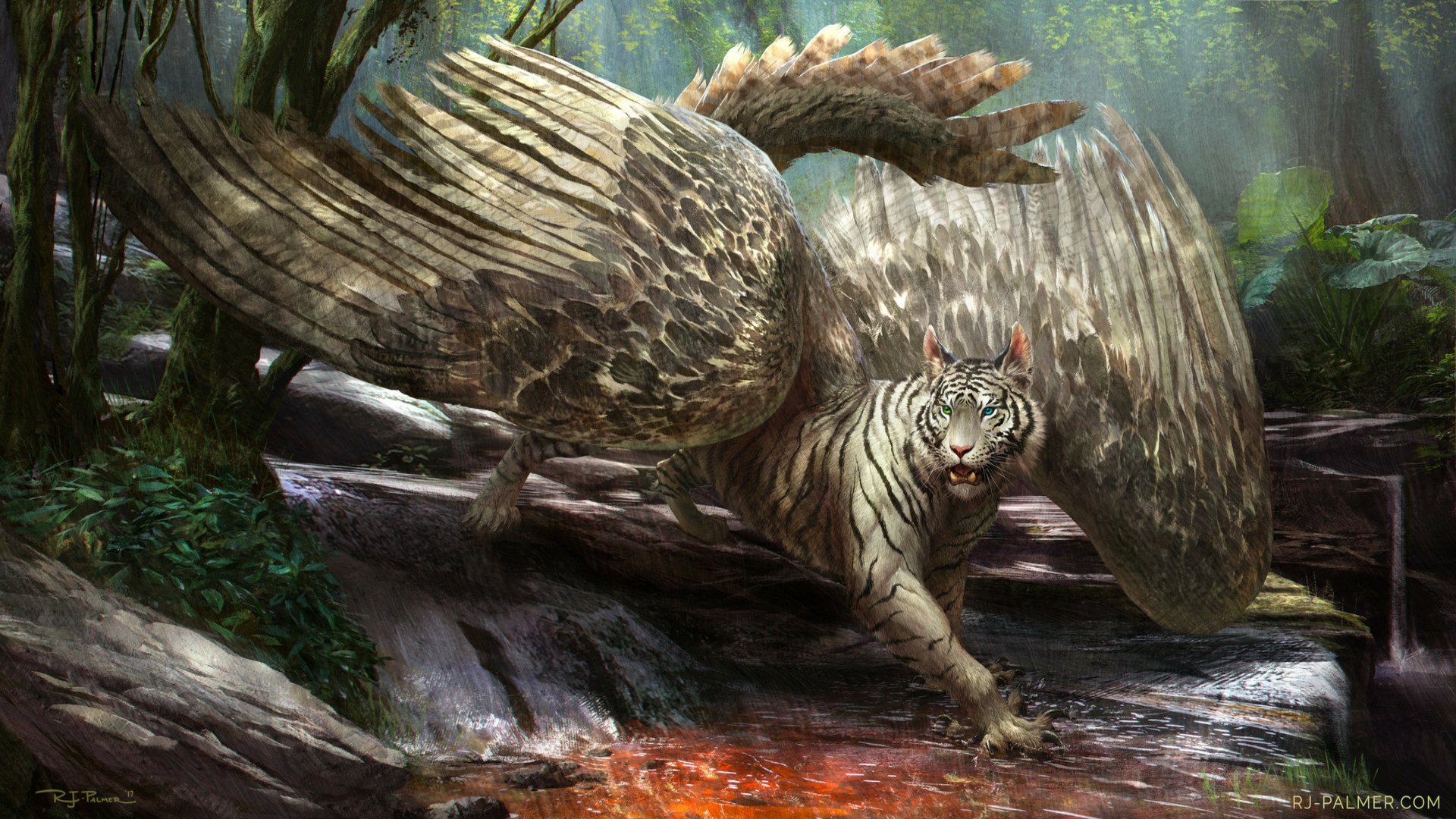 Download Tiger Griffin Fantasy Creature HD Wallpaper by RJ Palmer
