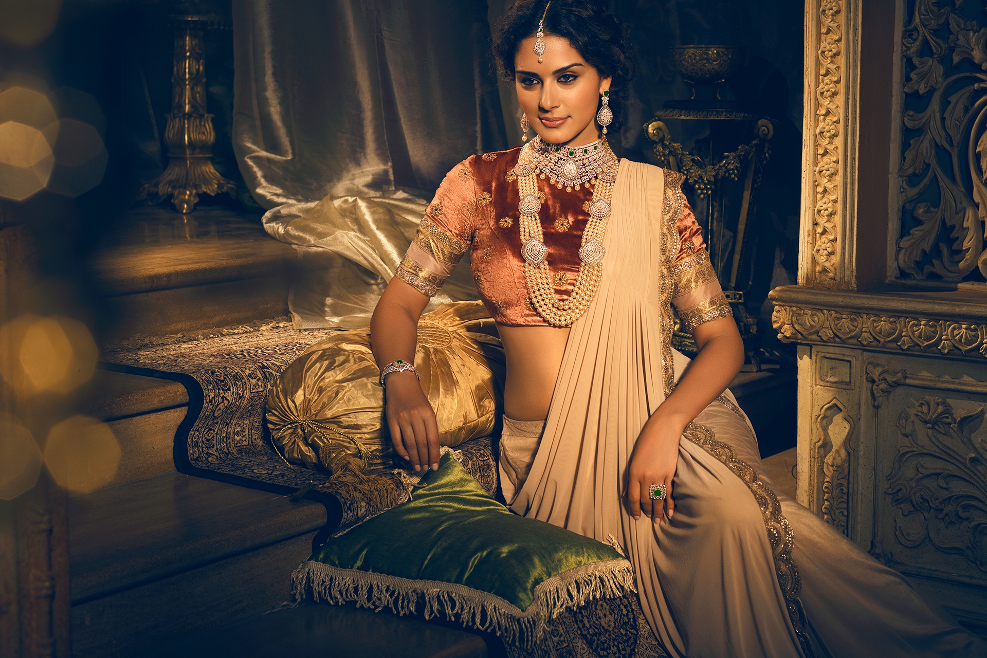 Download Necklace Earrings Black Hair Jewelry Indian Woman Model HD ...