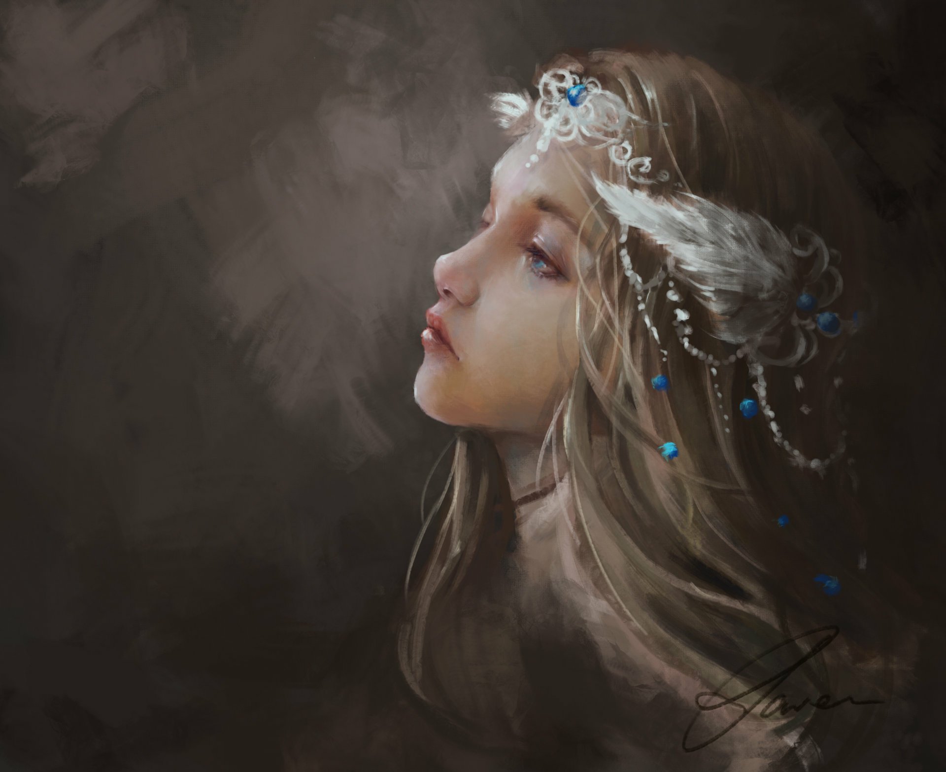 Download Hair Profile Woman Artistic HD Wallpaper by Ruiwen-art