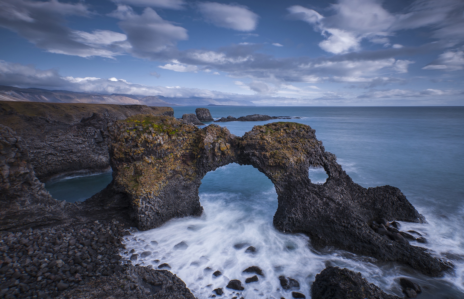 Download Horizon Ocean Coastline Nature Arch HD Wallpaper