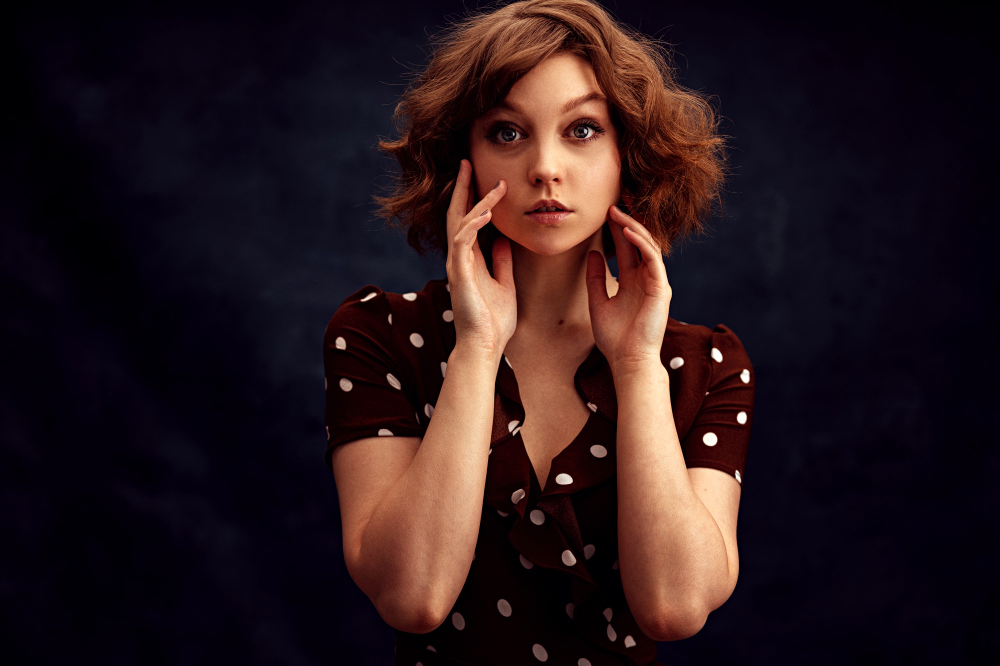 Download Blue Eyes Redhead Woman Model HD Wallpaper by Andrew Shapar