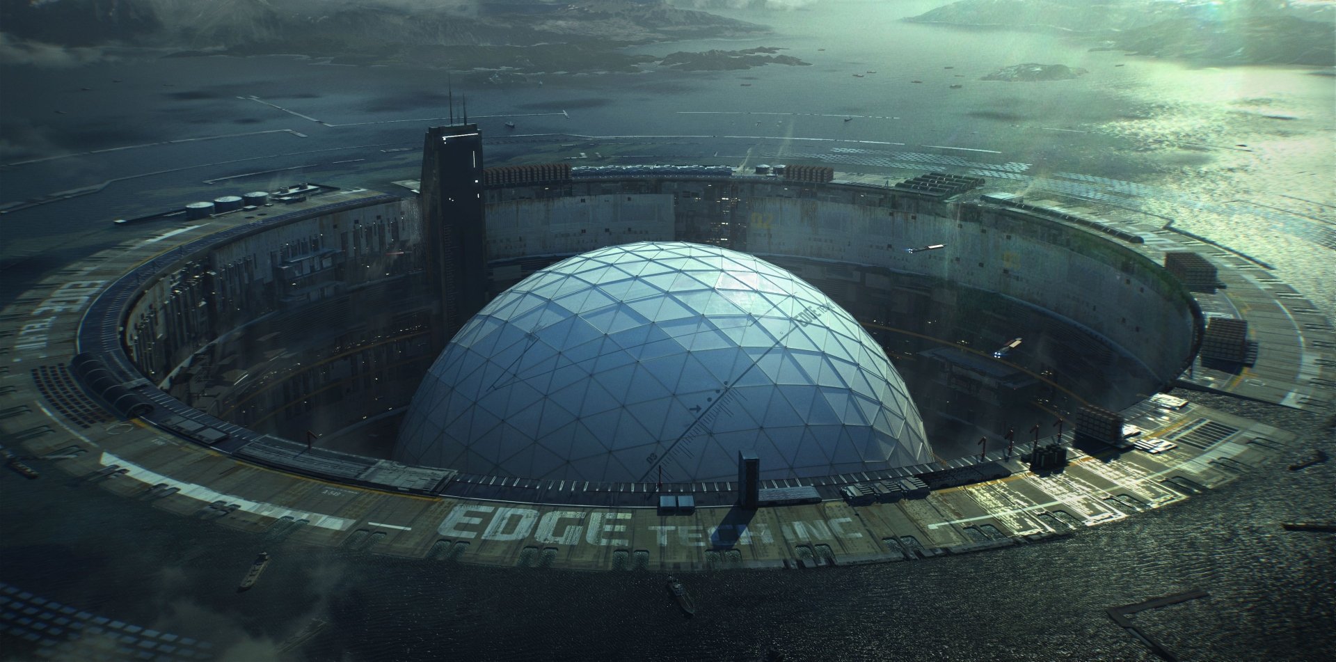 Futuristic Dome: Sci-Fi Cityscape HD Wallpaper