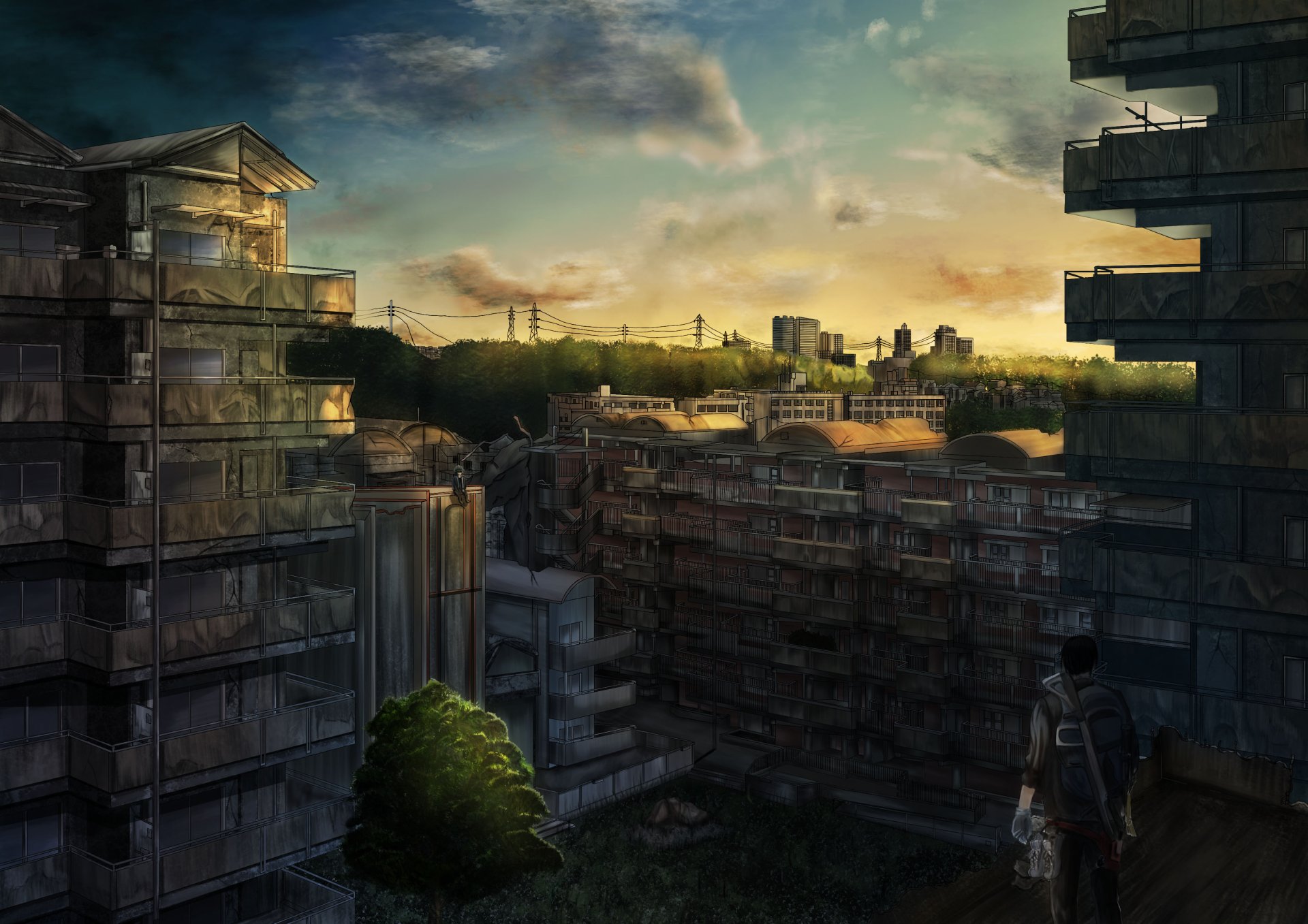Download Building City Anime Original HD Wallpaper by 彩風 葵