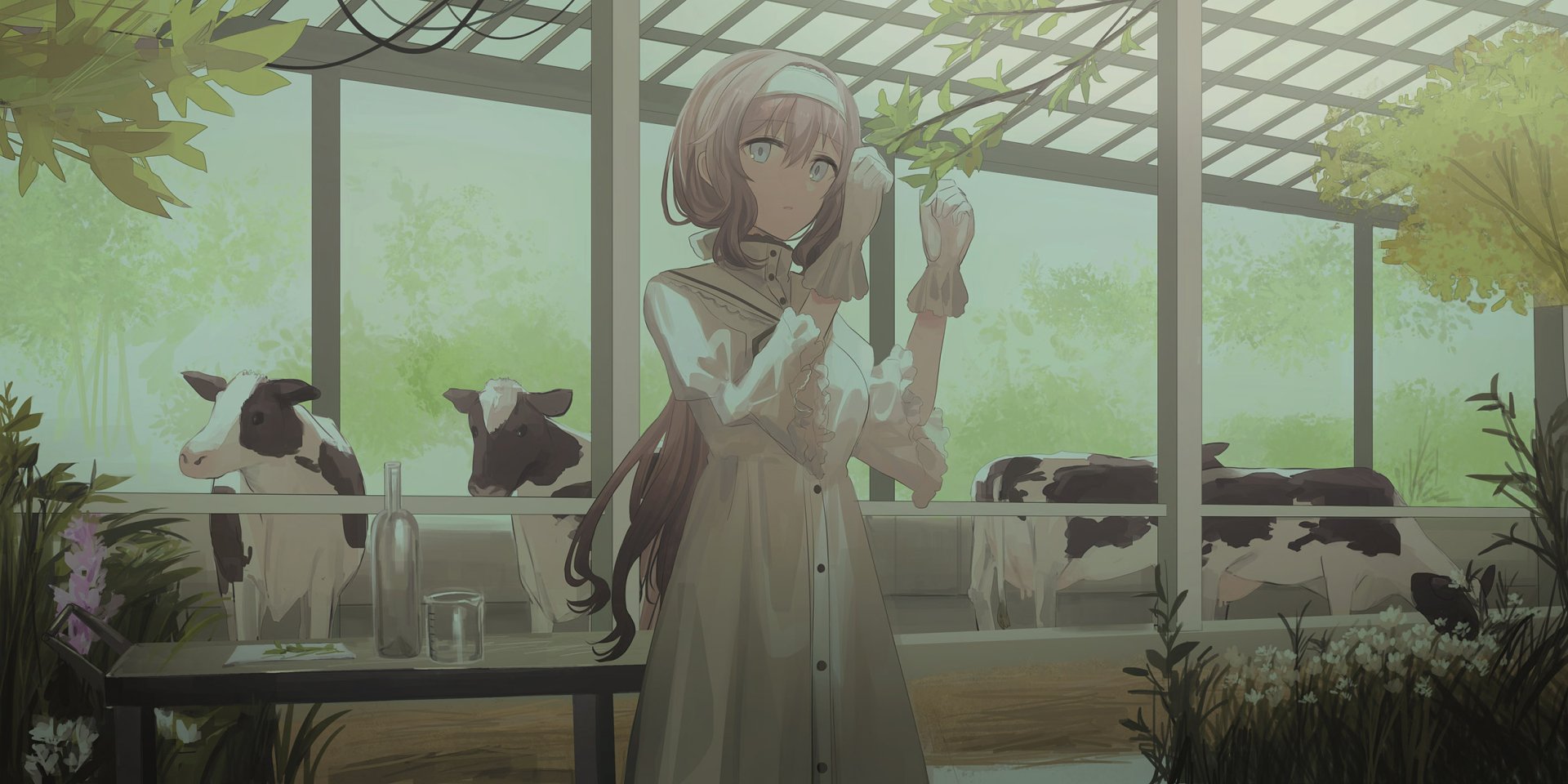 Download Long Hair Cow Anime Original HD Wallpaper by ちふり