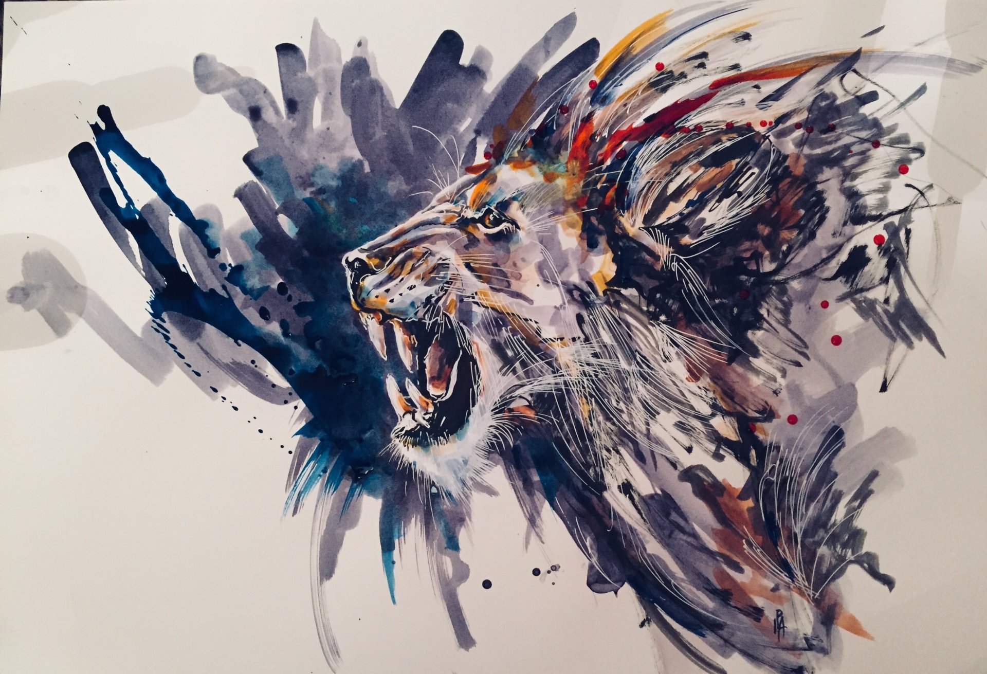Download Painting Lion Animal Artistic HD Wallpaper