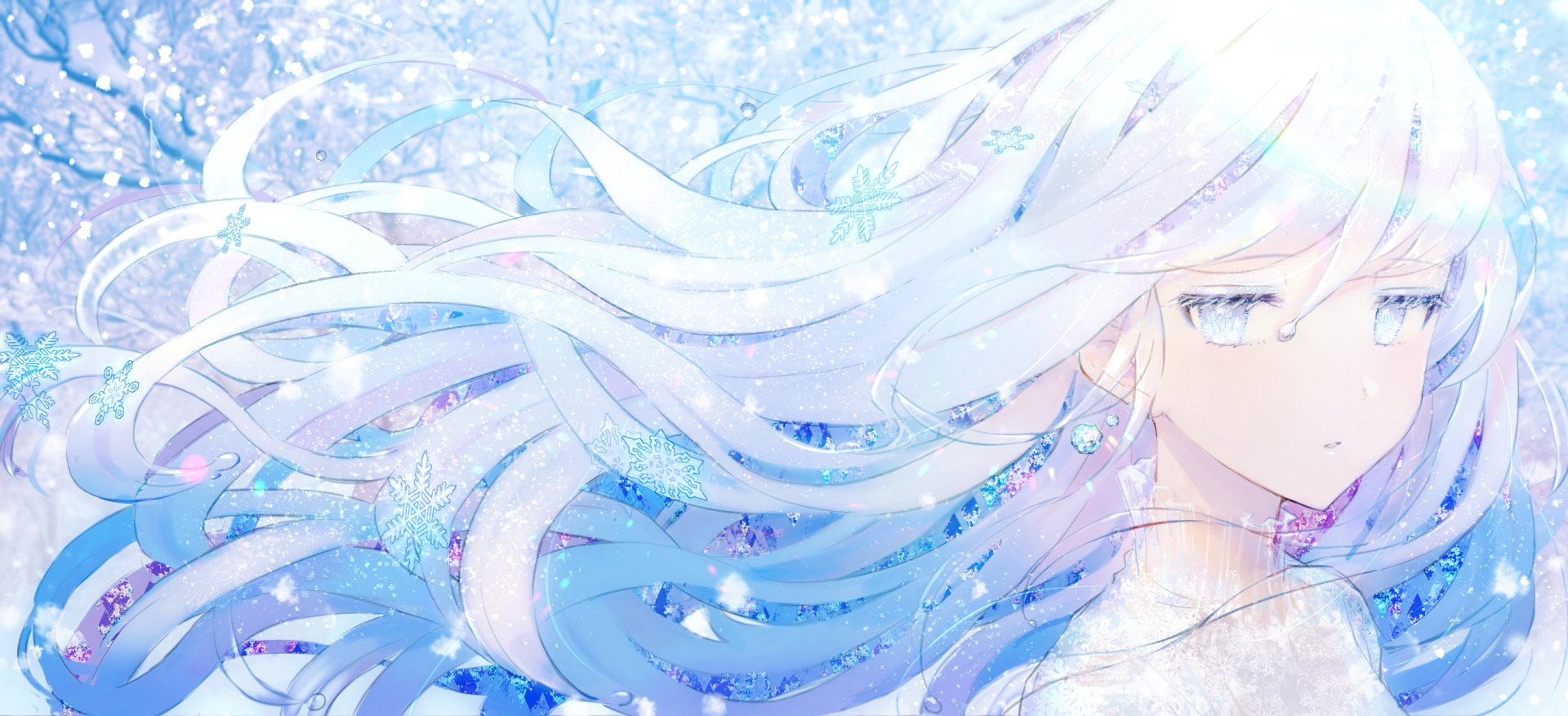 Snowflake Serenity: Stunning HD Anime Original Wallpaper by もふ