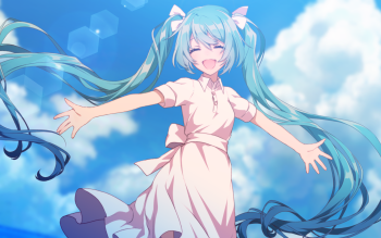 Download Blue Hair Twintails Smile Hatsune Miku Anime Vocaloid PFP by 松田トキ