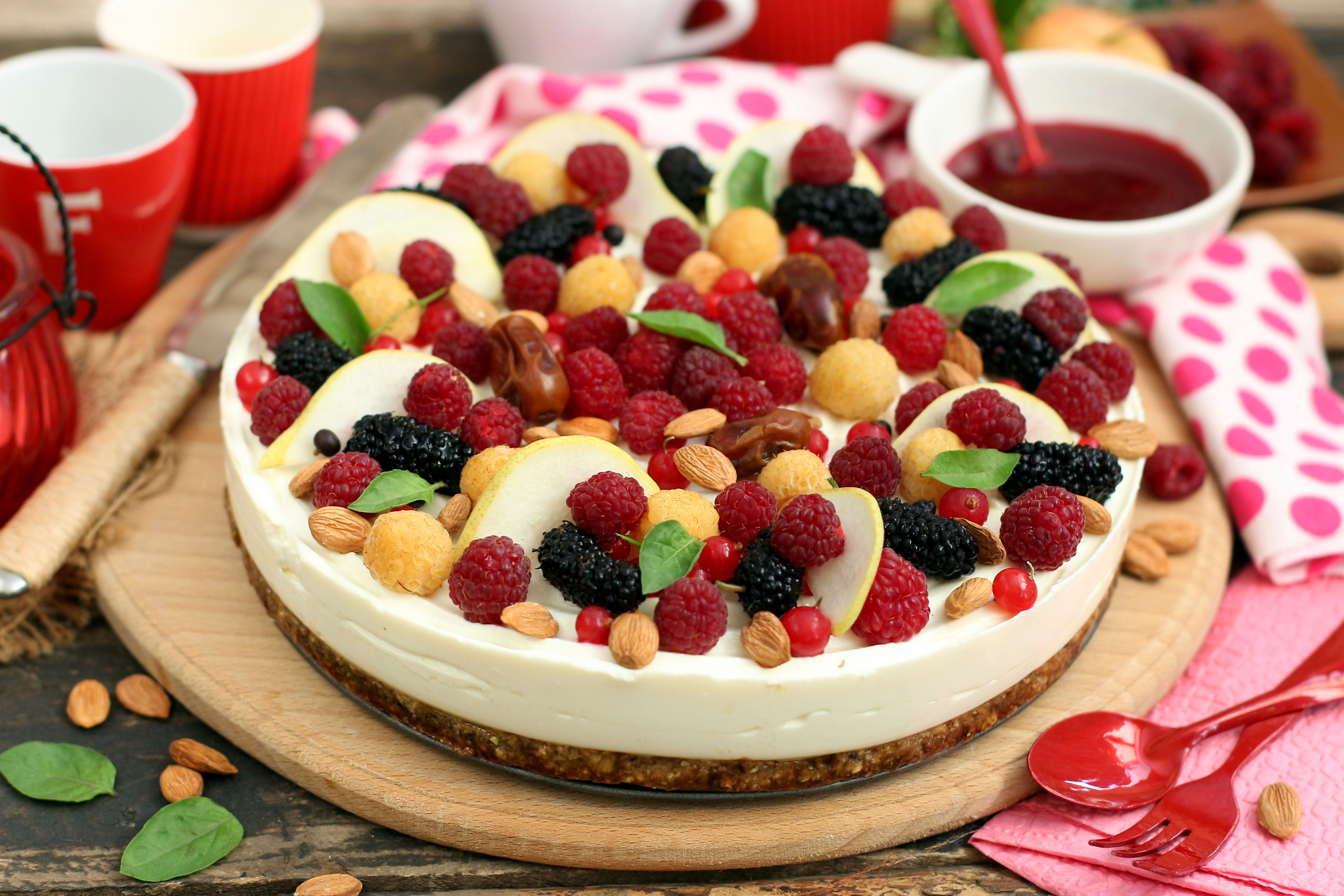Download Fruit Cake Berry Food Cheesecake 4k Ultra HD Wallpaper