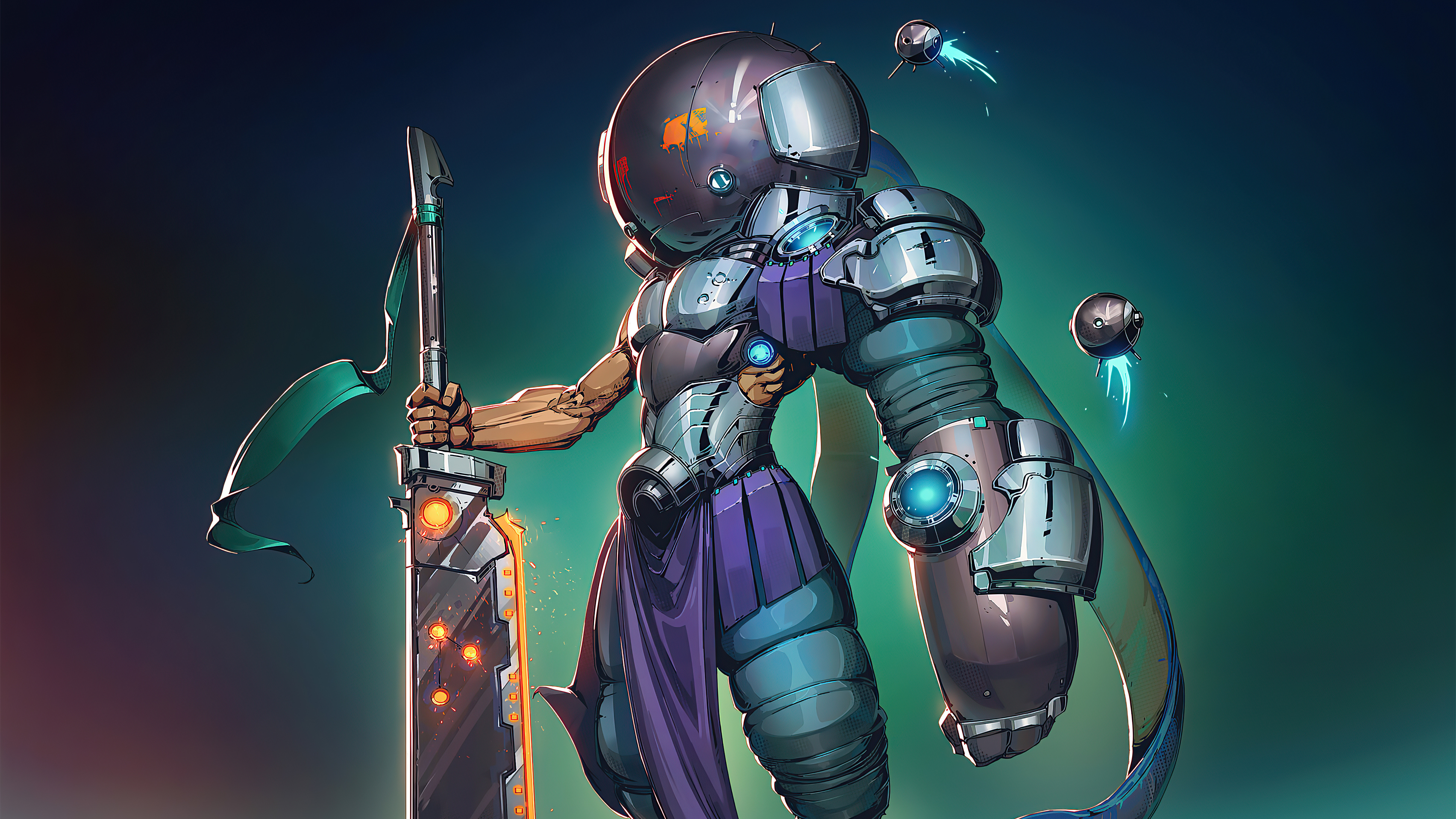 Download Sword Warrior Sci Fi Cyborg 4k Ultra HD Wallpaper by Andrew ...