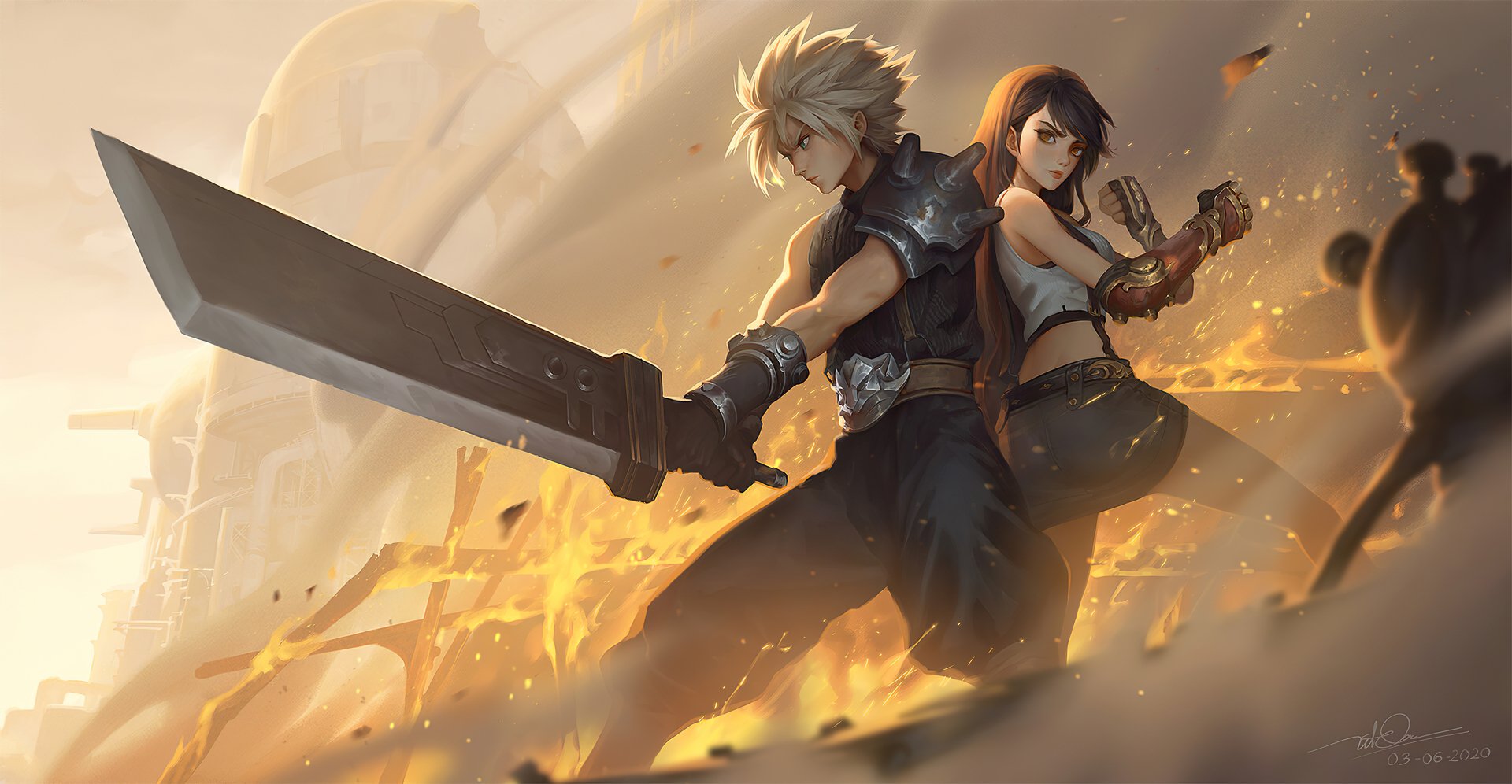 Epic Final Fantasy VII Remake HD: Cloud Strife & Tifa Lockhart with ...