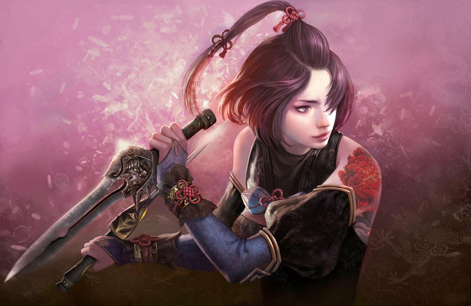 Master of Meteor Blades: 4K Ultra HD Woman Warrior Sword Wallpaper