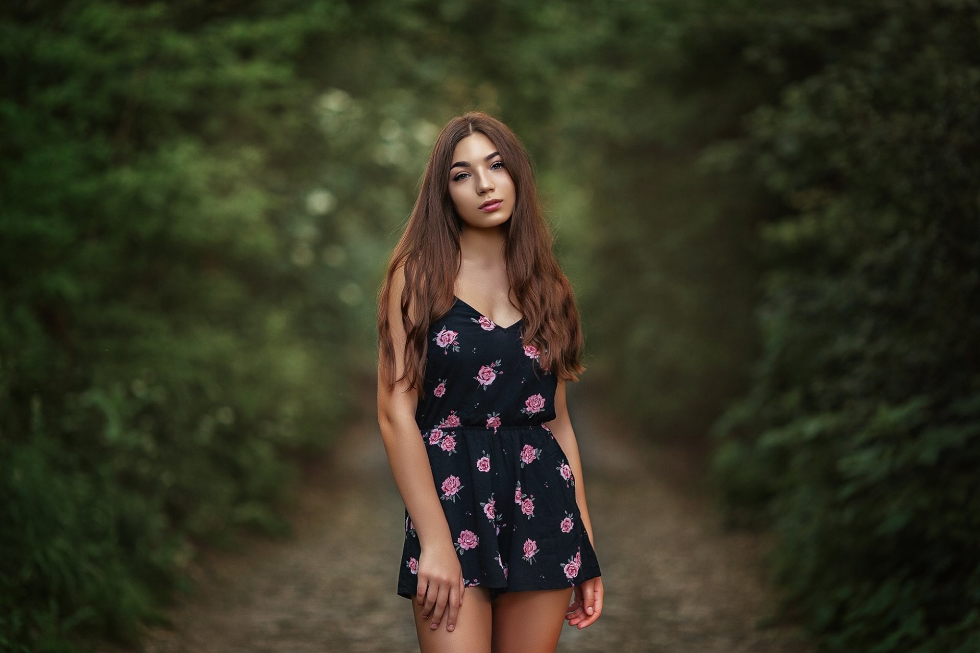 Download Dress Long Hair Brunette Depth Of Field Woman Model HD ...