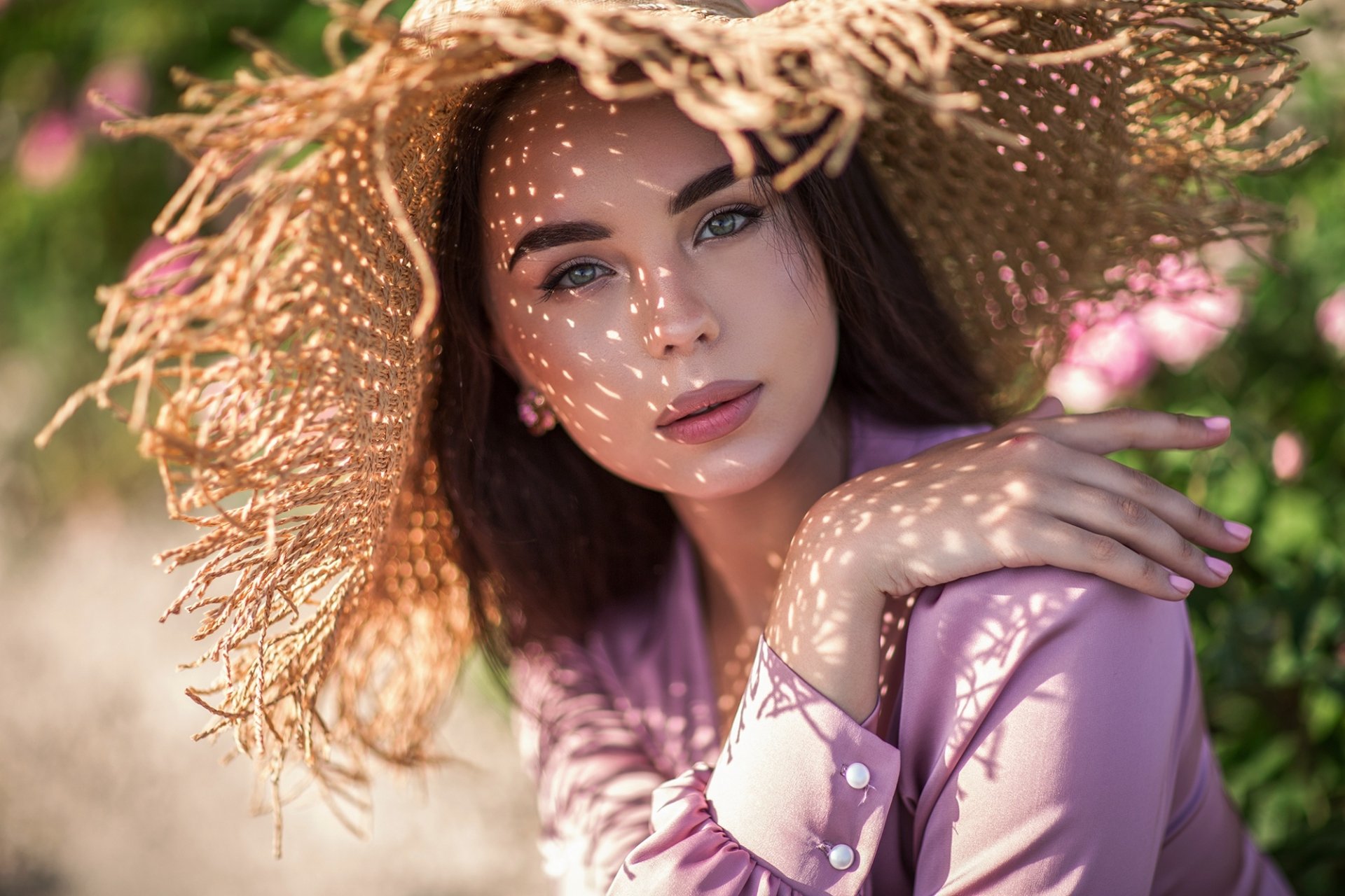 Sun-Dappled Beauty: Model in Straw Hat — HD Wallpaper | 2000x1333 ...