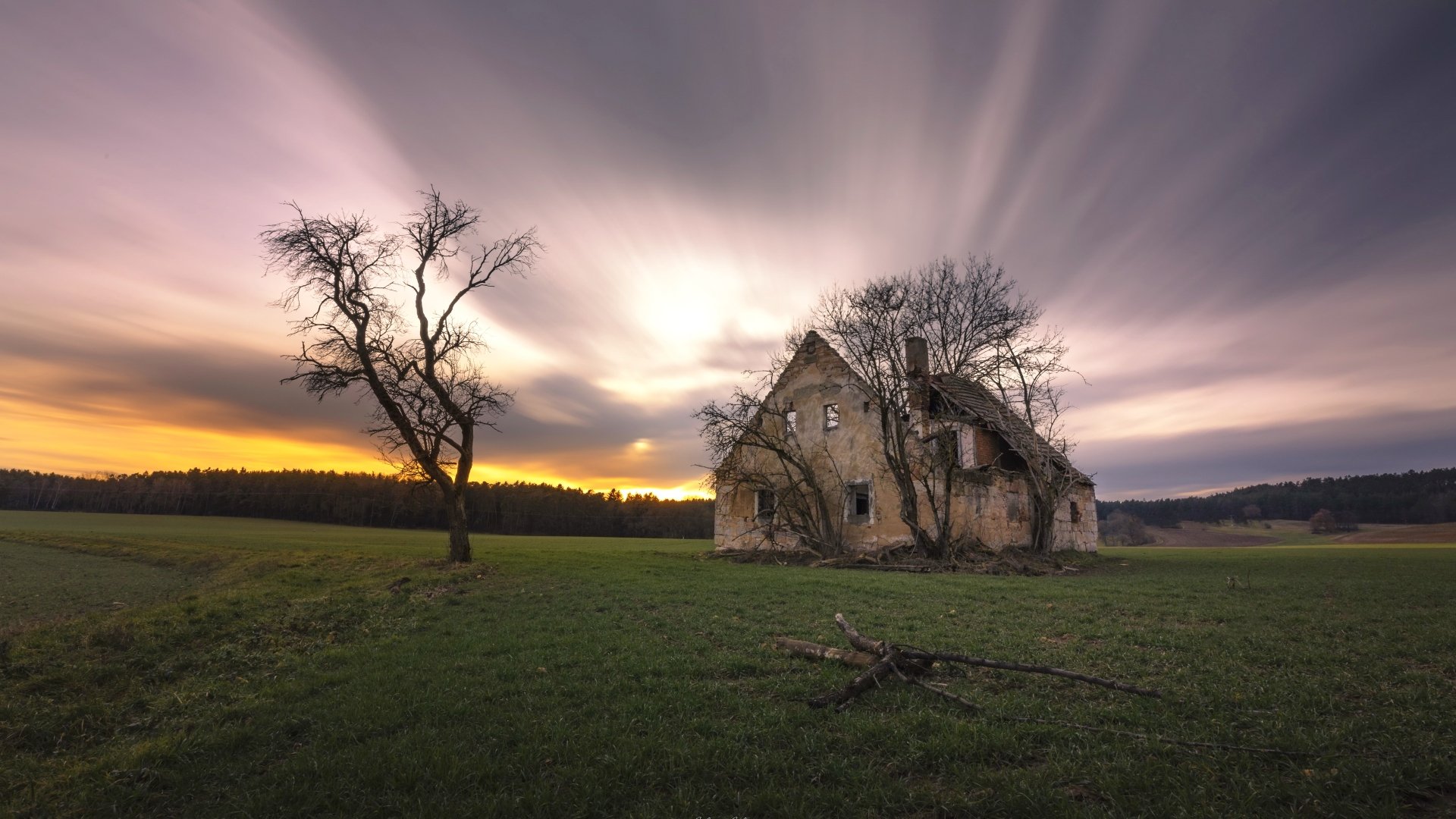Download Tree House Sunset Man Made Ruin 4k Ultra HD Wallpaper ...