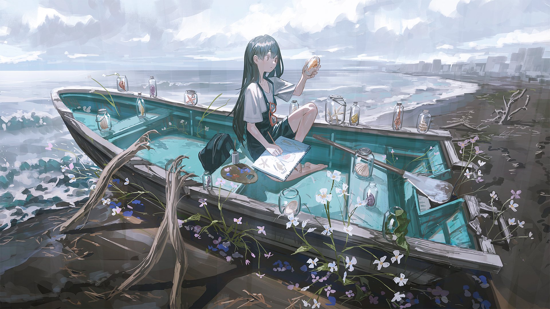 Download Boat Anime Original HD Wallpaper by れおえん