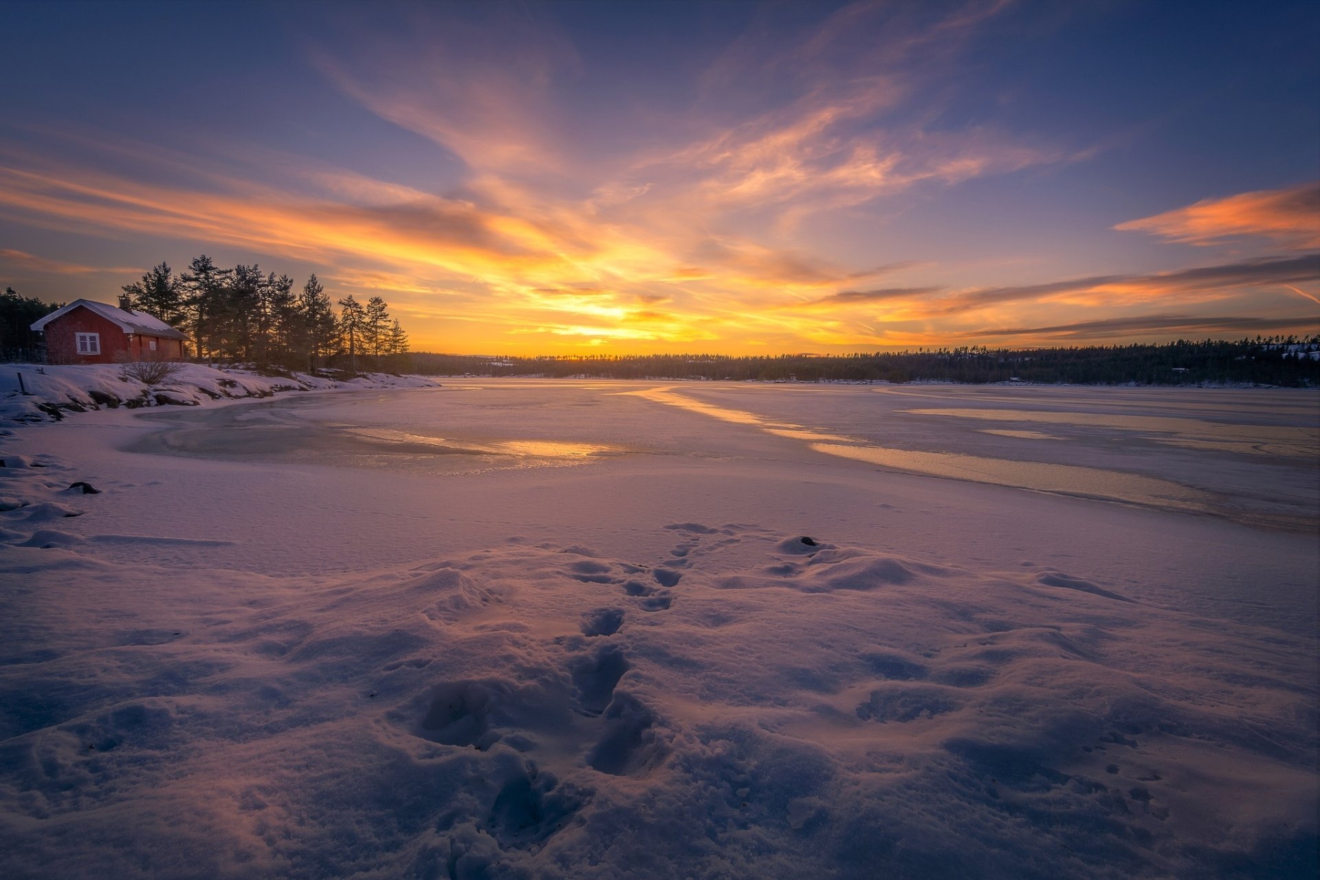 Download Sky Snow Winter Photography Sunset HD Wallpaper