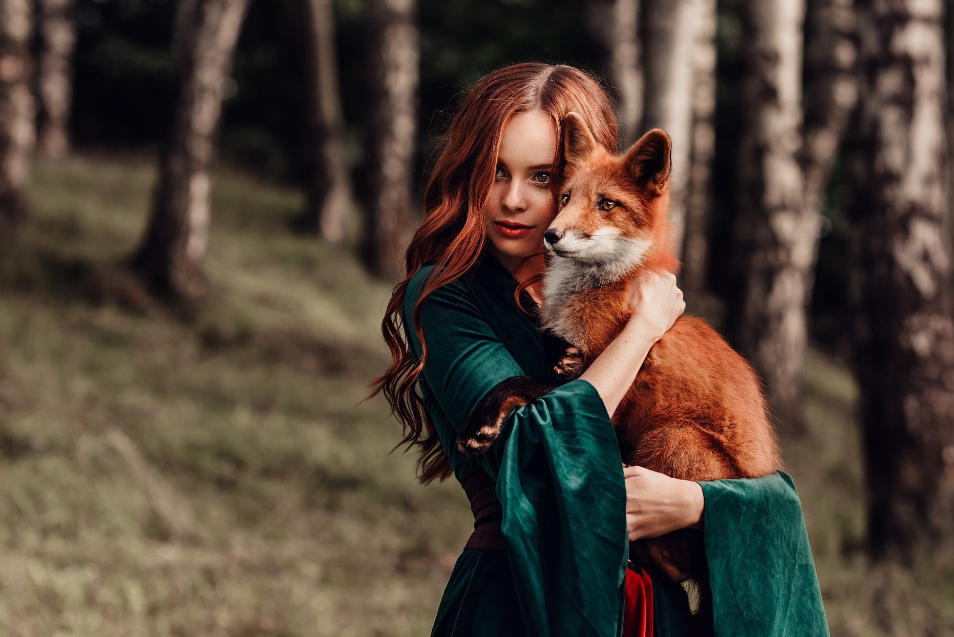 Download Fox Depth Of Field Redhead Woman Model HD Wallpaper ...
