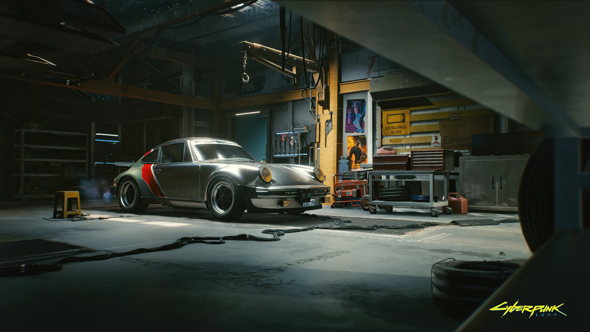Cyberpunk 2077 4K Ultra HD Garage Racer Wallpaper