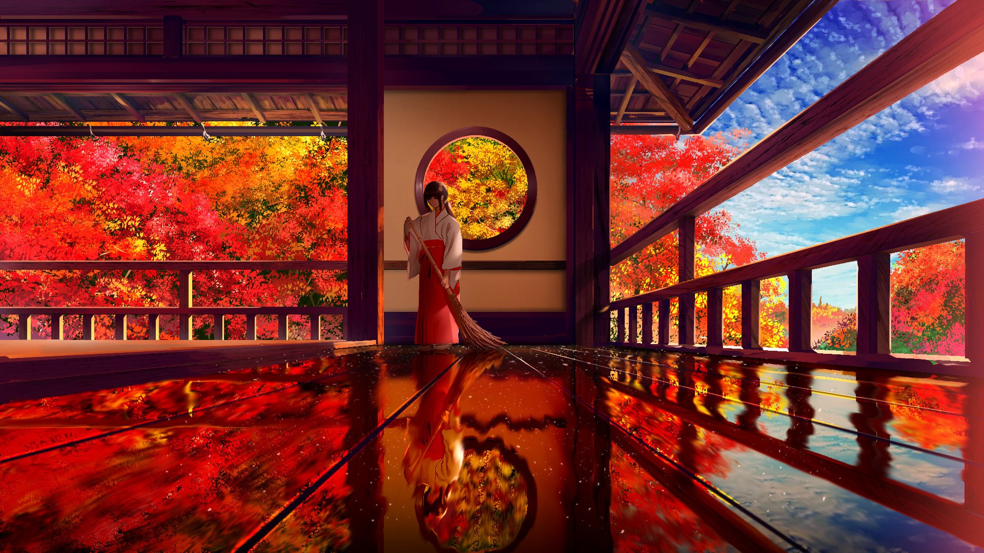 Autumn Aura: Stunning Anime Girl in a Vibrant Fall HD Wallpaper by smile