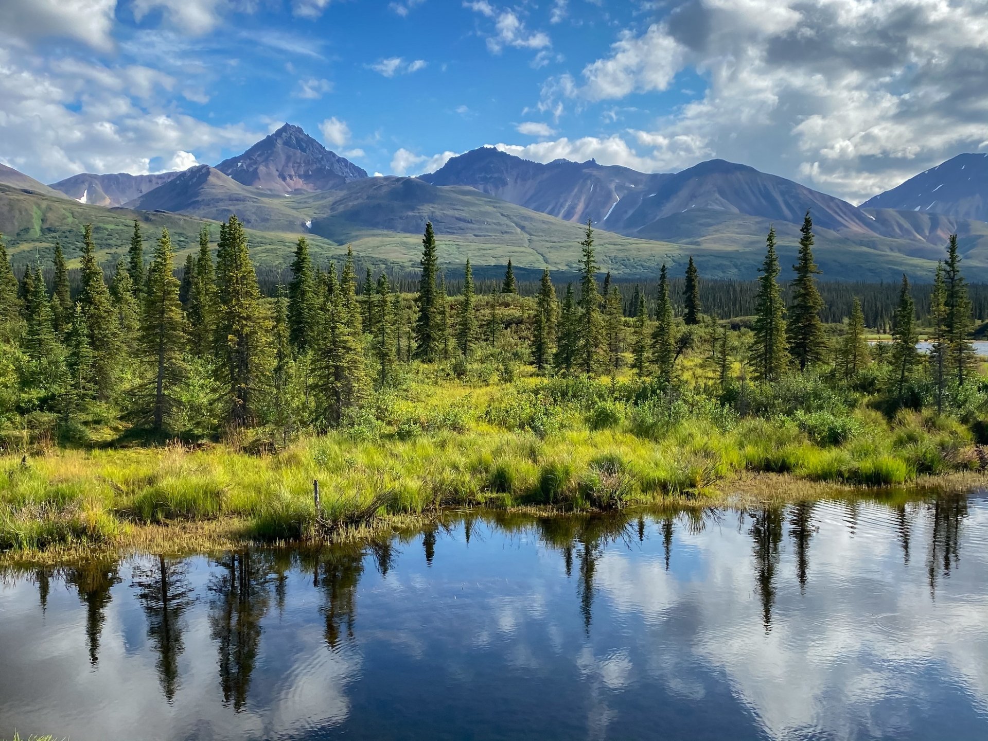 Download Cloud Reflection Tree River Alaska Nature Mountain HD Wallpaper