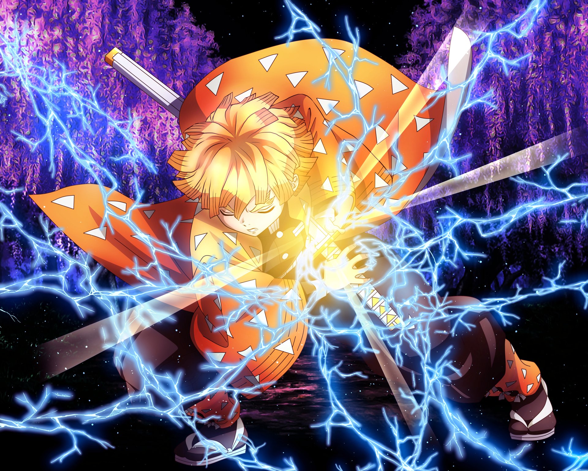 Zenitsu Agatsuma 4K Ultra HD Wallpaper Demon Slayer Kimetsu No Yaiba
