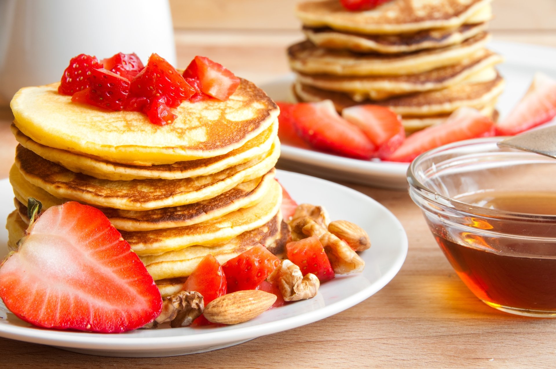 Download Breakfast Strawberry Berry Food Pancake 4k Ultra HD Wallpaper