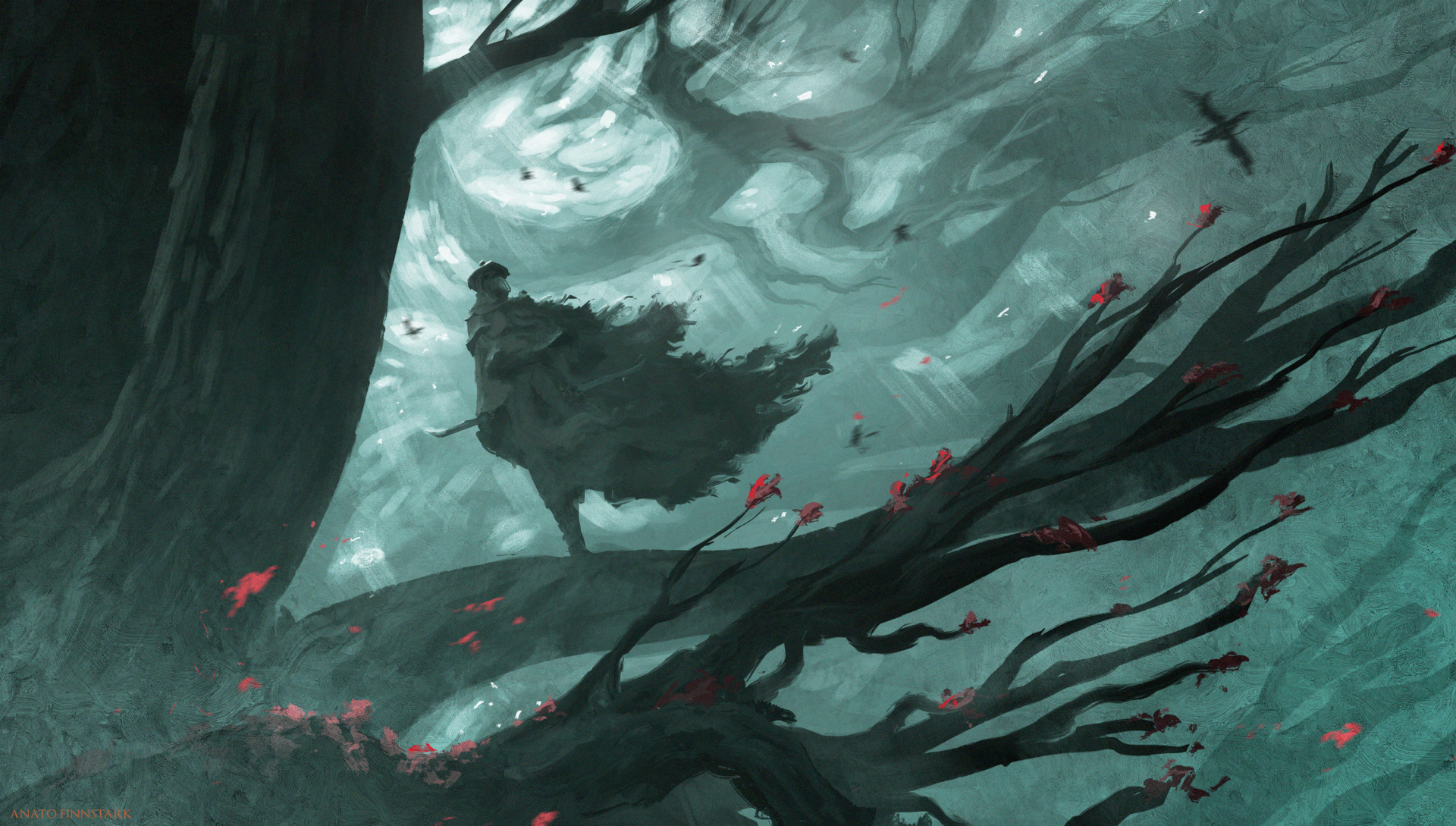 Bloodborne HD Wallpaper: Dark Forest Shadows in Action by Anato Finnstark