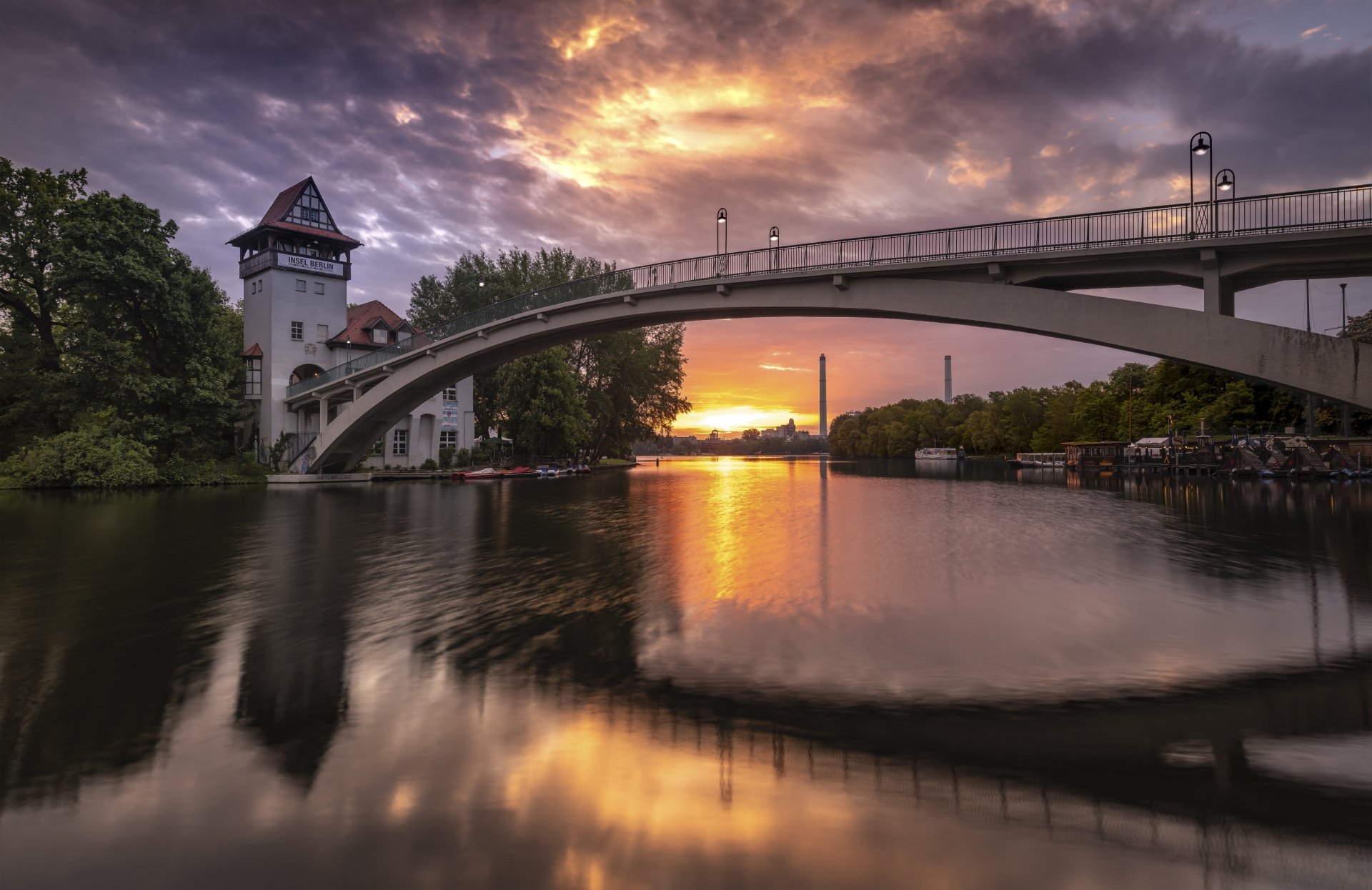 Download Berlin Germany Morning Dawn River Man Made Bridge 4k Ultra HD ...