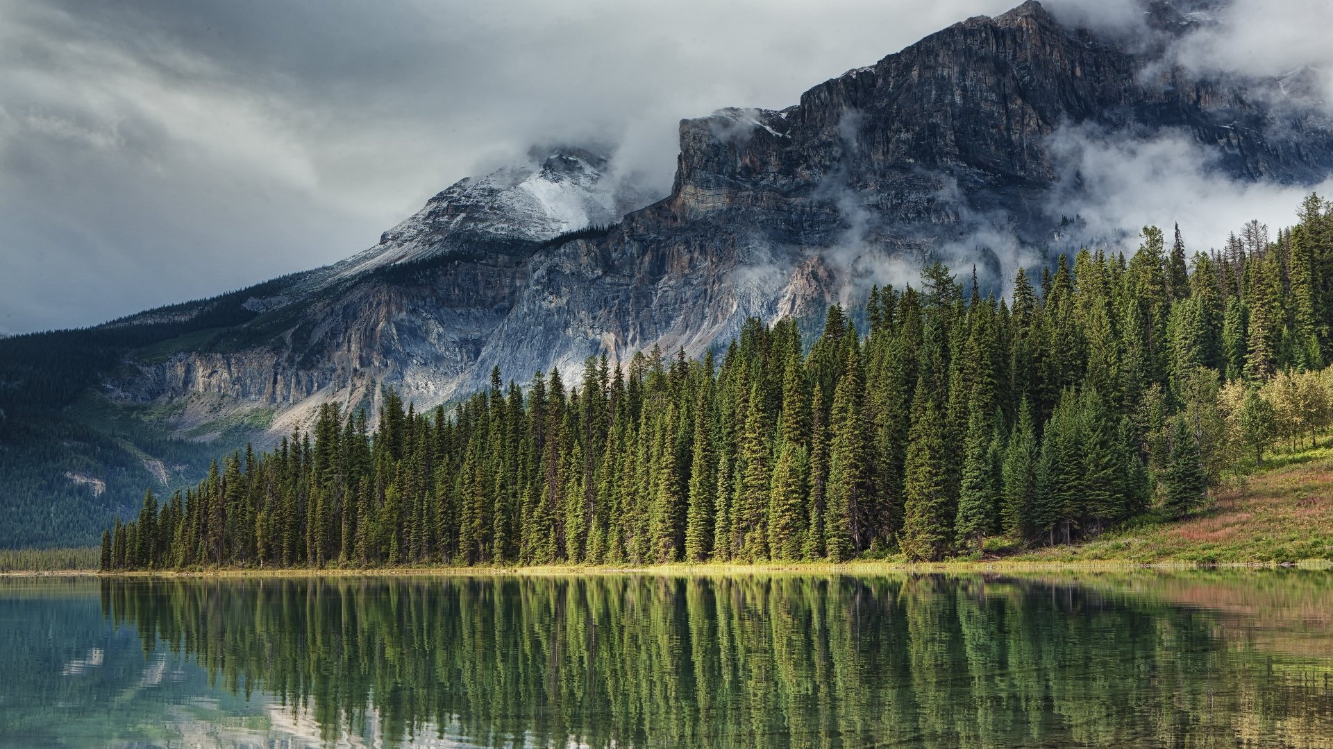 Canadian Fir Reflections — Mountain Lake 4K Ultra HD Wallpaper