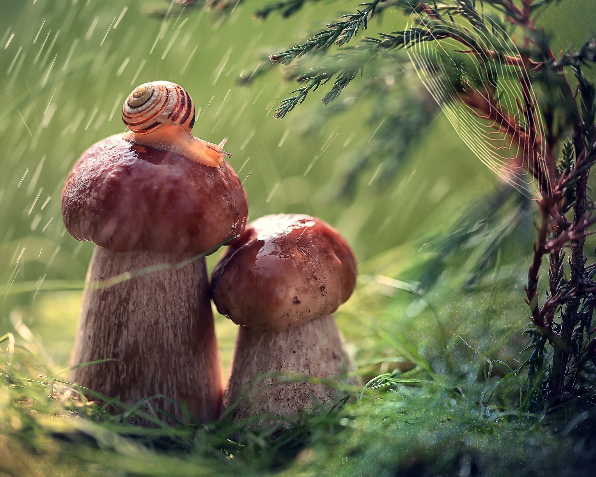 Download Mushroom Nature Animal Snail HD Wallpaper