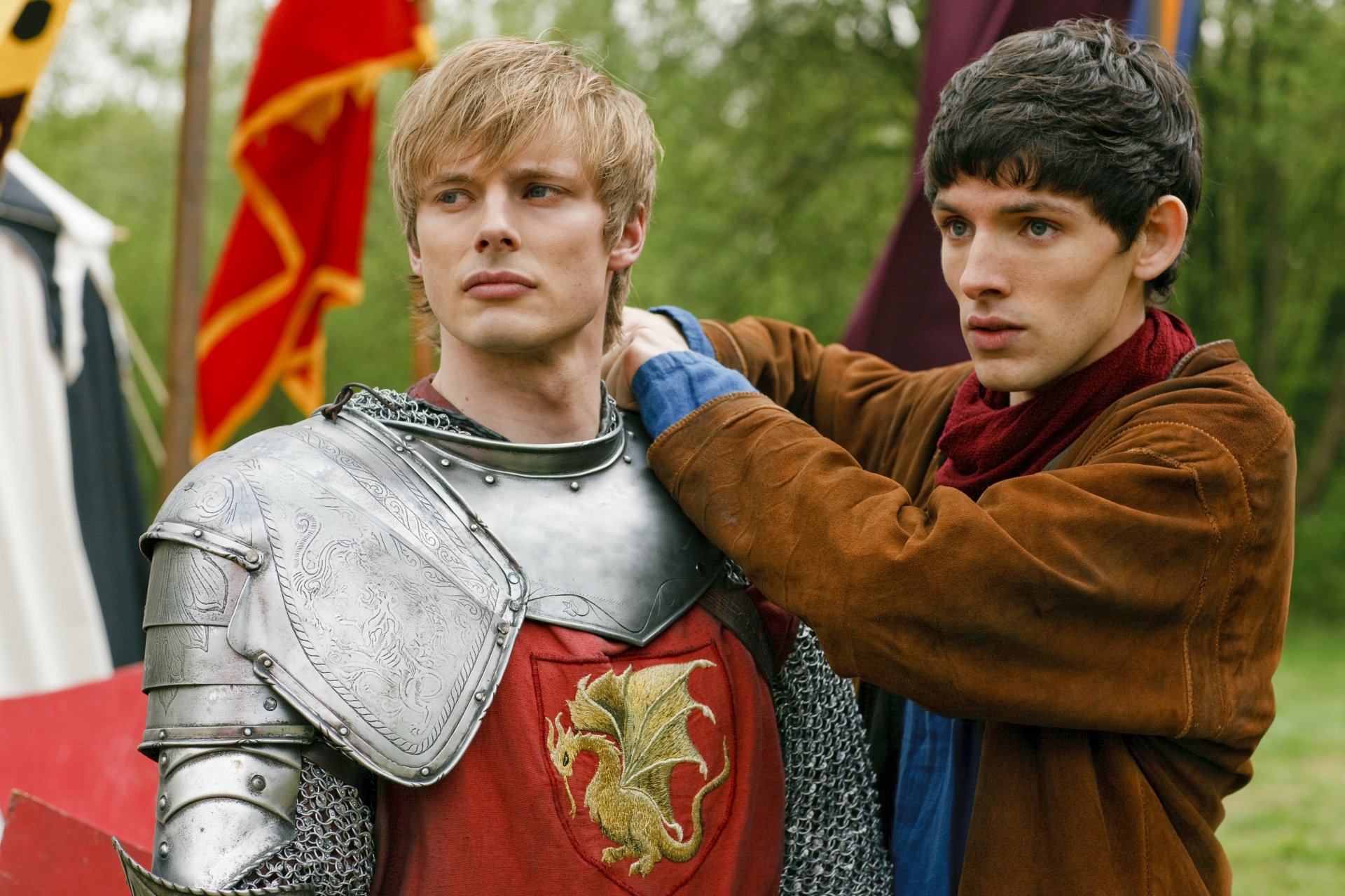 Download Bradley James Arthur (Merlin) Colin Morgan Merlin (Merlin) TV Show Merlin (2008) 4k ...