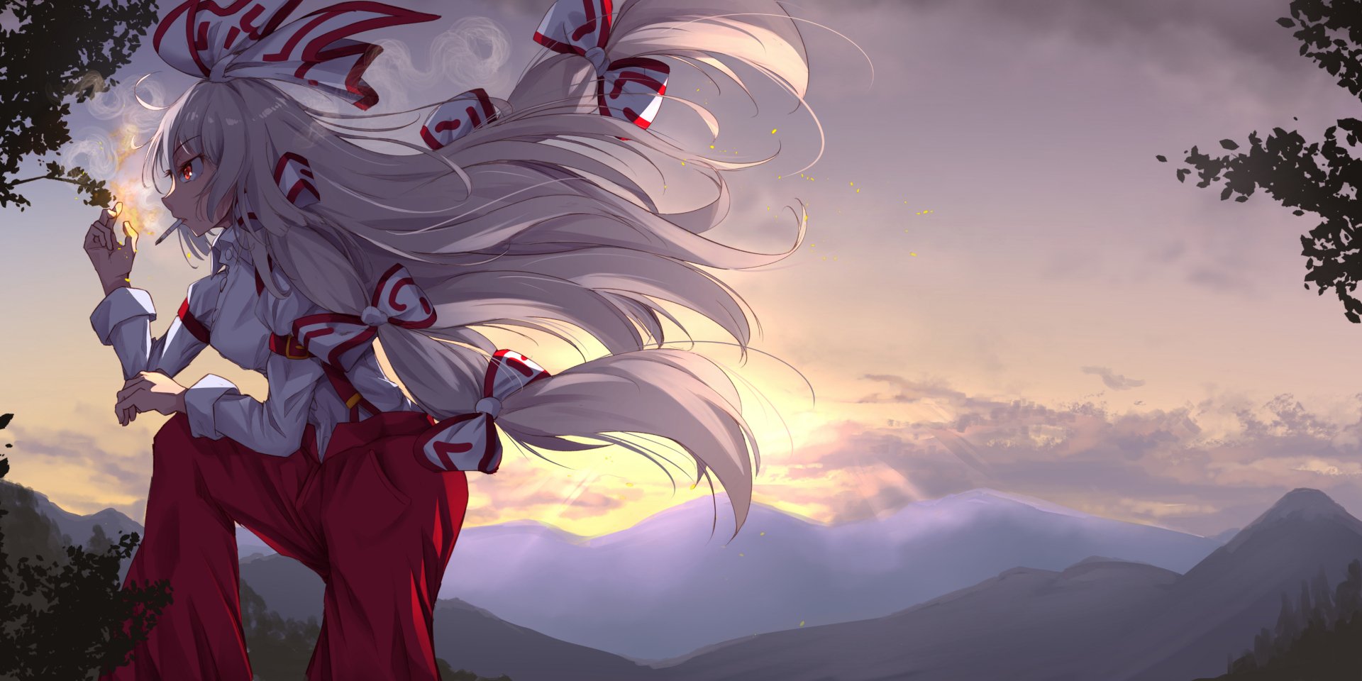 Download Fujiwara No Mokou Anime Touhou HD Wallpaper by まひまる