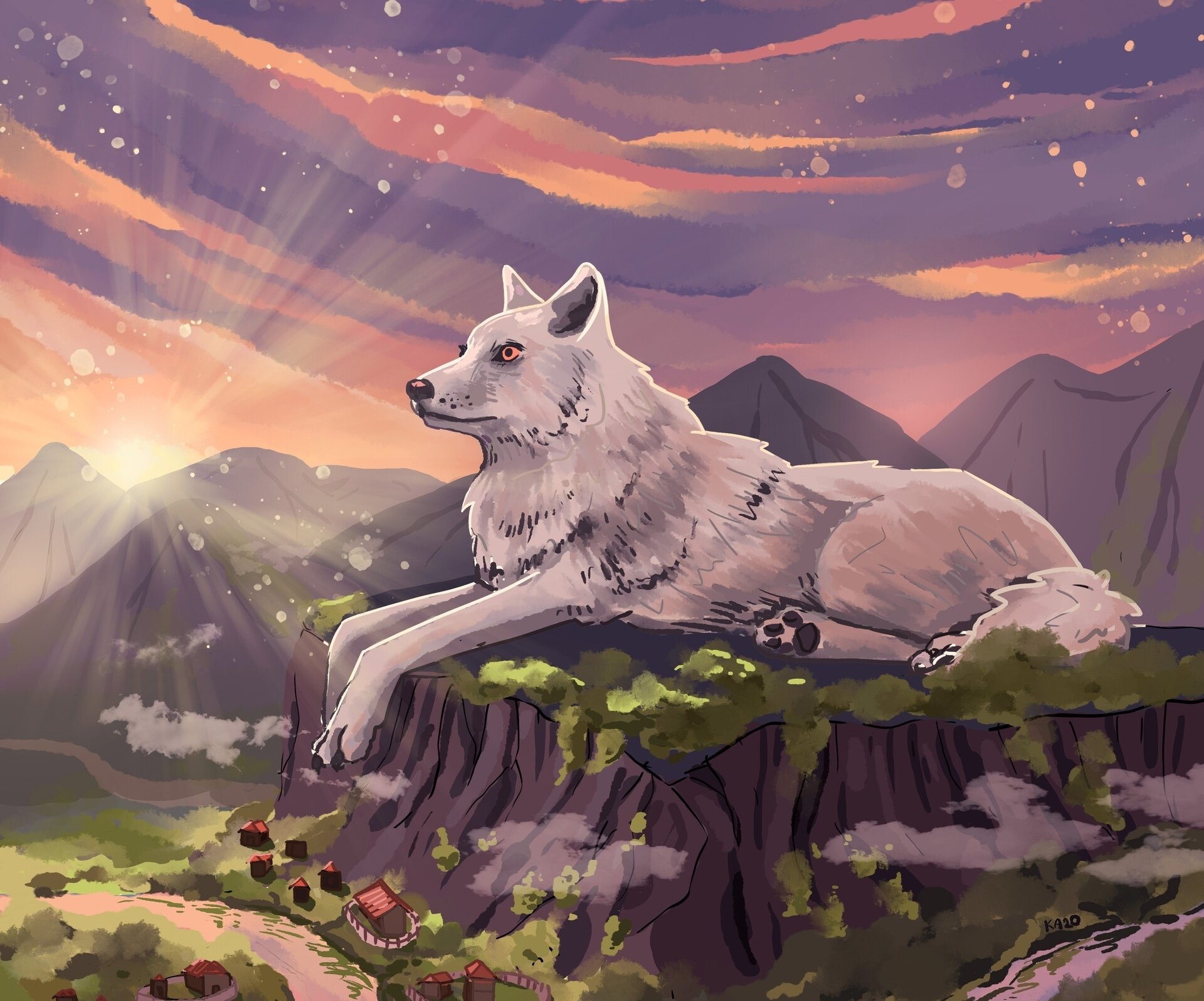Cliffbound Colossus — Giant Fantasy Wolf (HD Wallpaper) | 1920x1597 ...