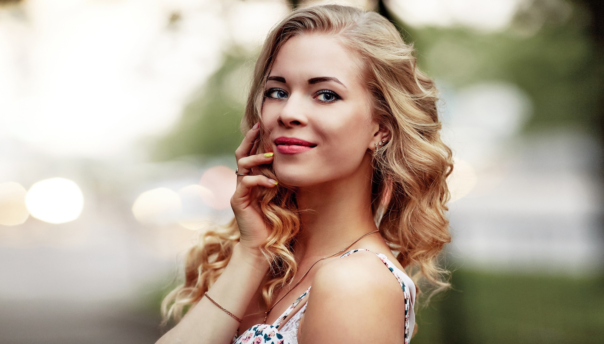 Download Depth Of Field Blonde Woman Model HD Wallpaper by Sergey Baryshev