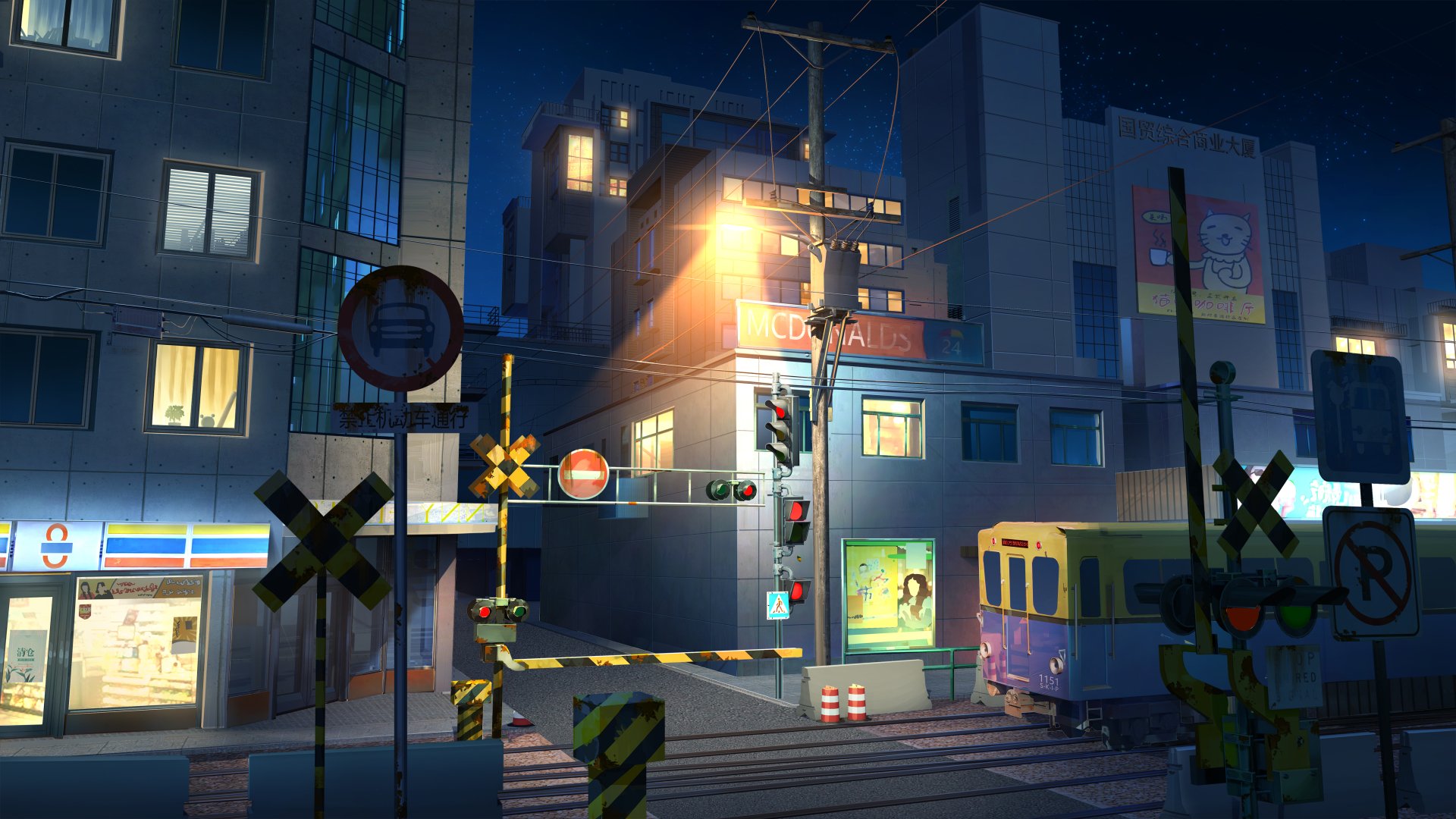 Anime Night Train: 4K Ultra HD Urban Journey Through Illuminated ...