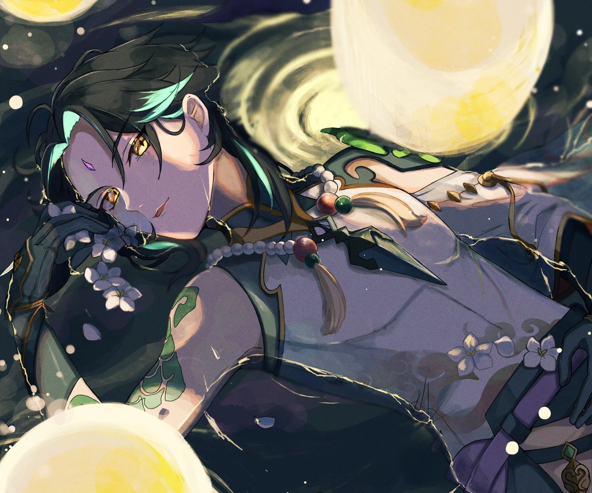 Xiao’s Enigmatic Gaze – HD Genshin Impact Wallpaper with Green and ...