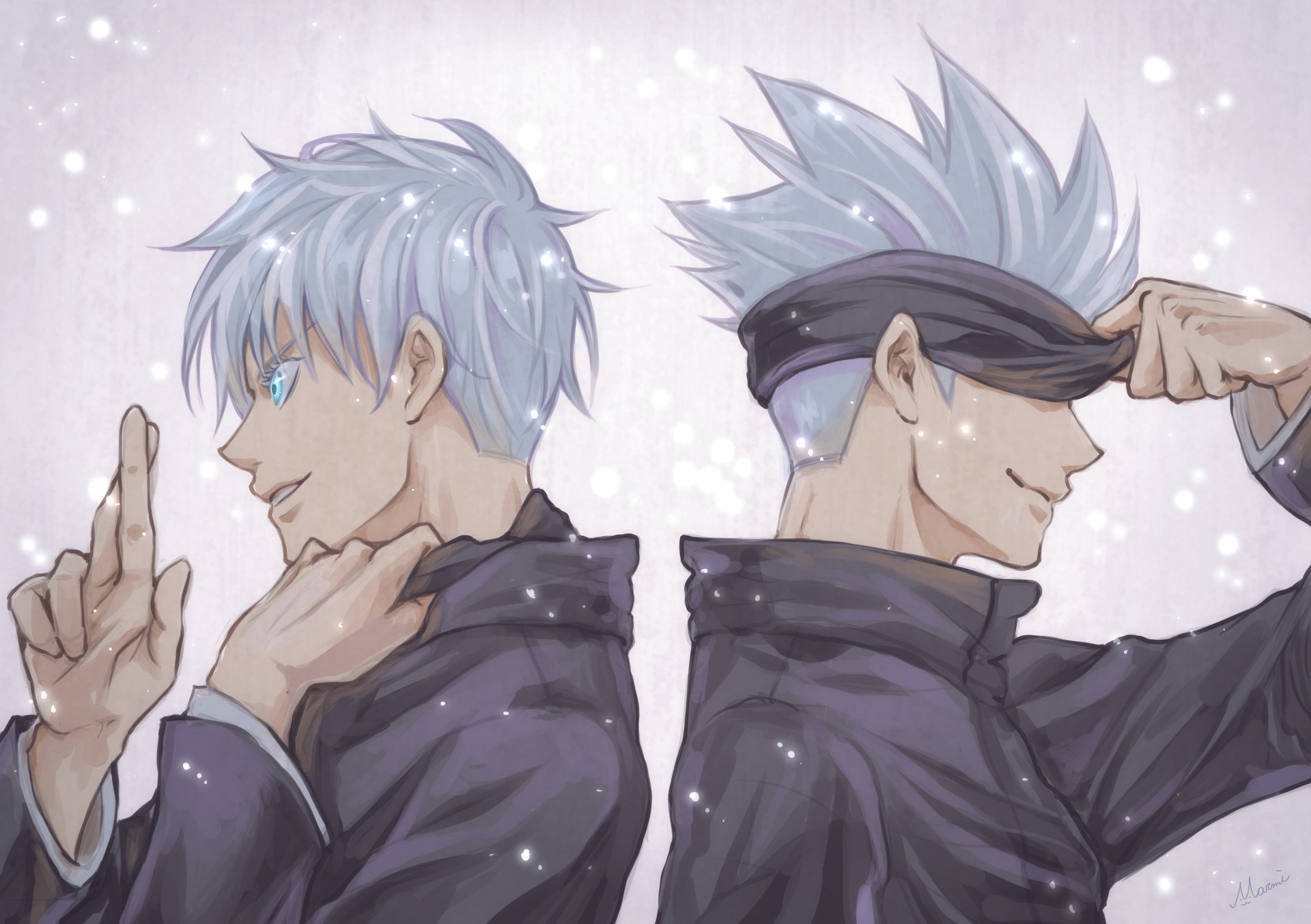 Download Blindfold School Uniform Blue Eyes White Hair Satoru Gojo ...