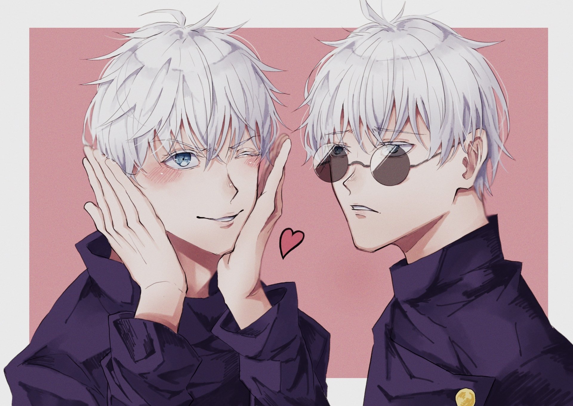 Download Glasses School Uniform Blue Eyes White Hair Satoru Gojo Anime ...