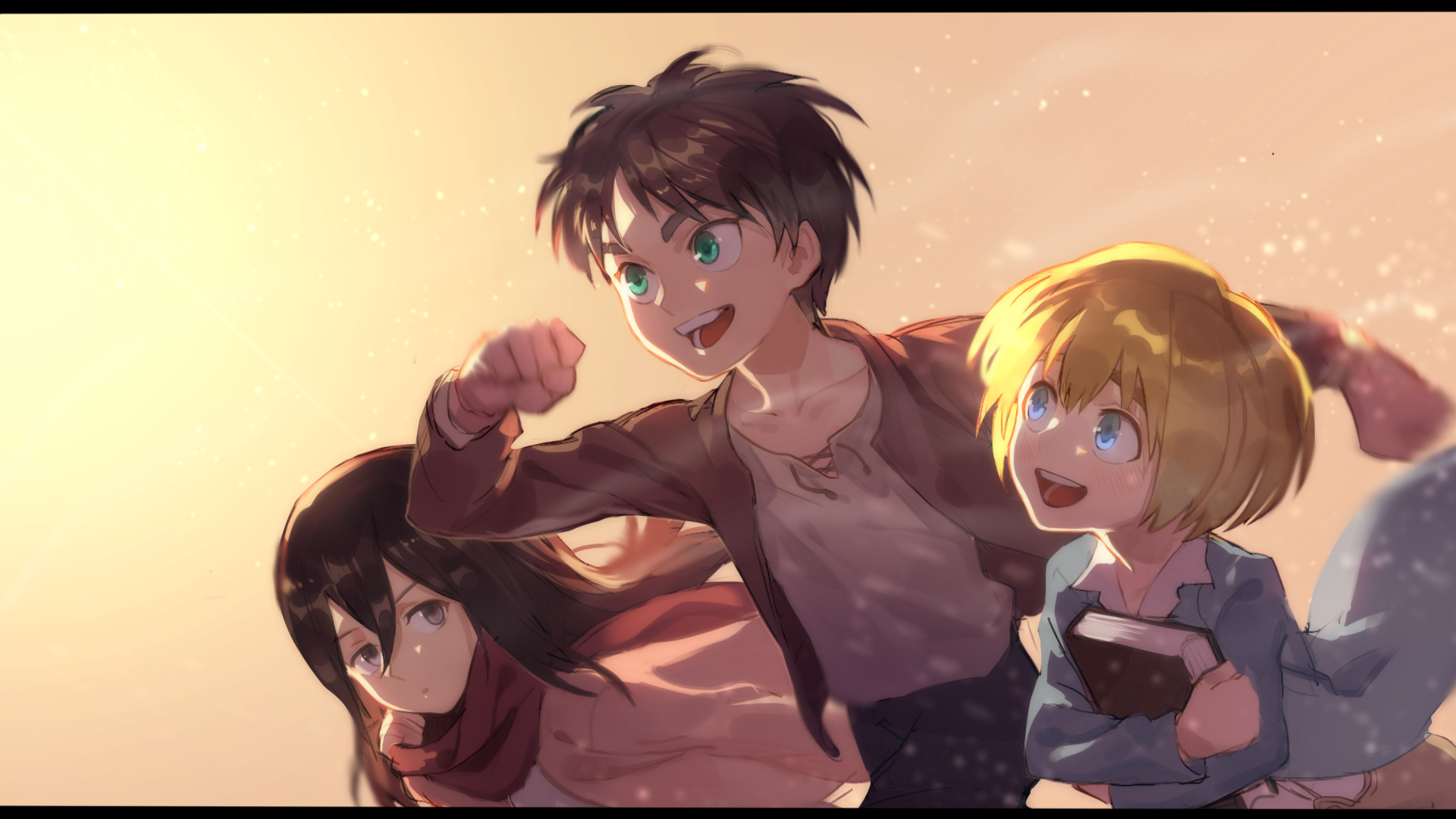 Download Smile Blue Eyes Green Eyes Brown Hair Blonde Eren Yeager Armin ...