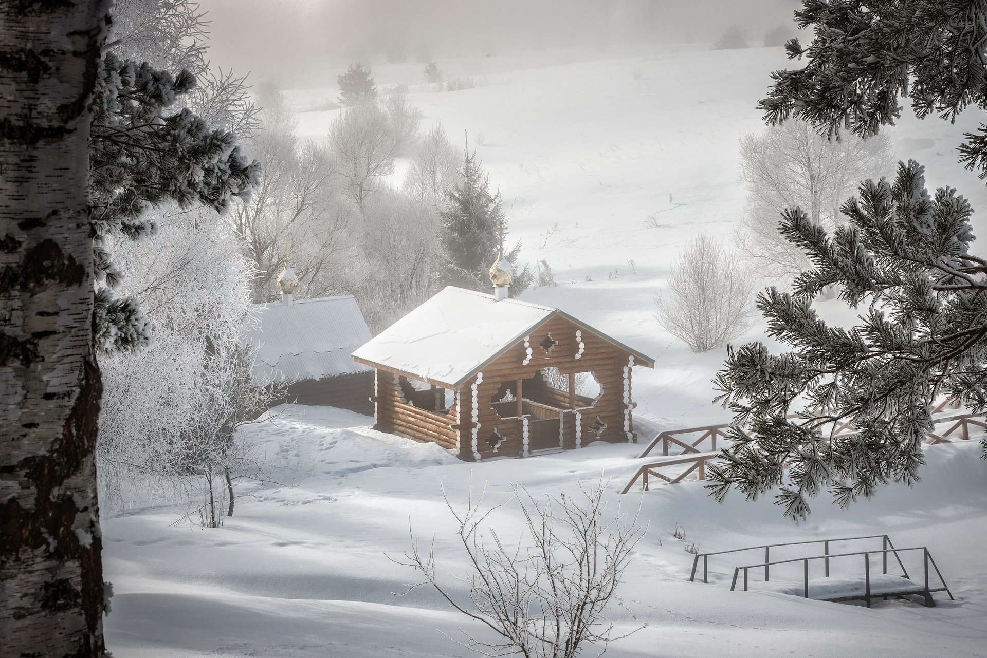 Download Winter Snow Man Made Cabin HD Wallpaper by Sergey Sergeev ...