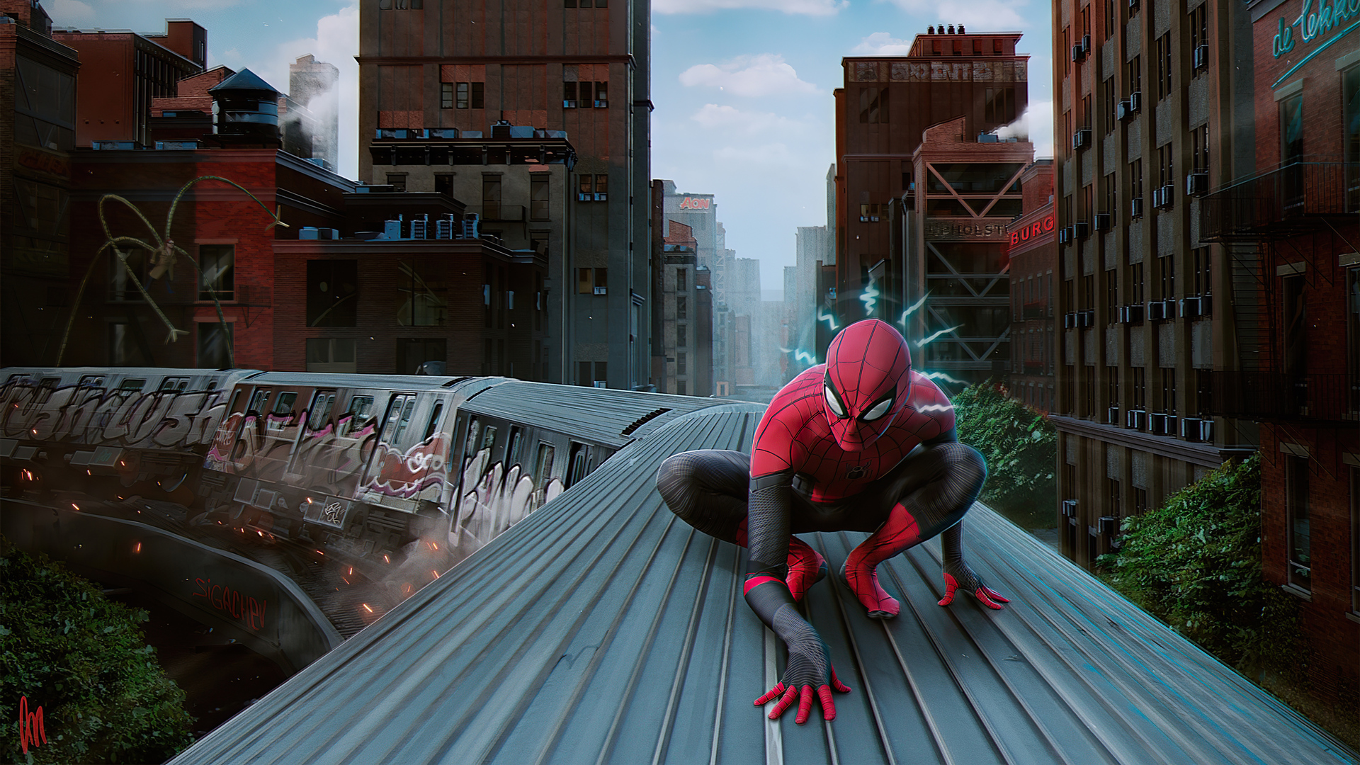 Spider-Man HD Comic Wallpaper: Urban Hero in Action by Andrew White