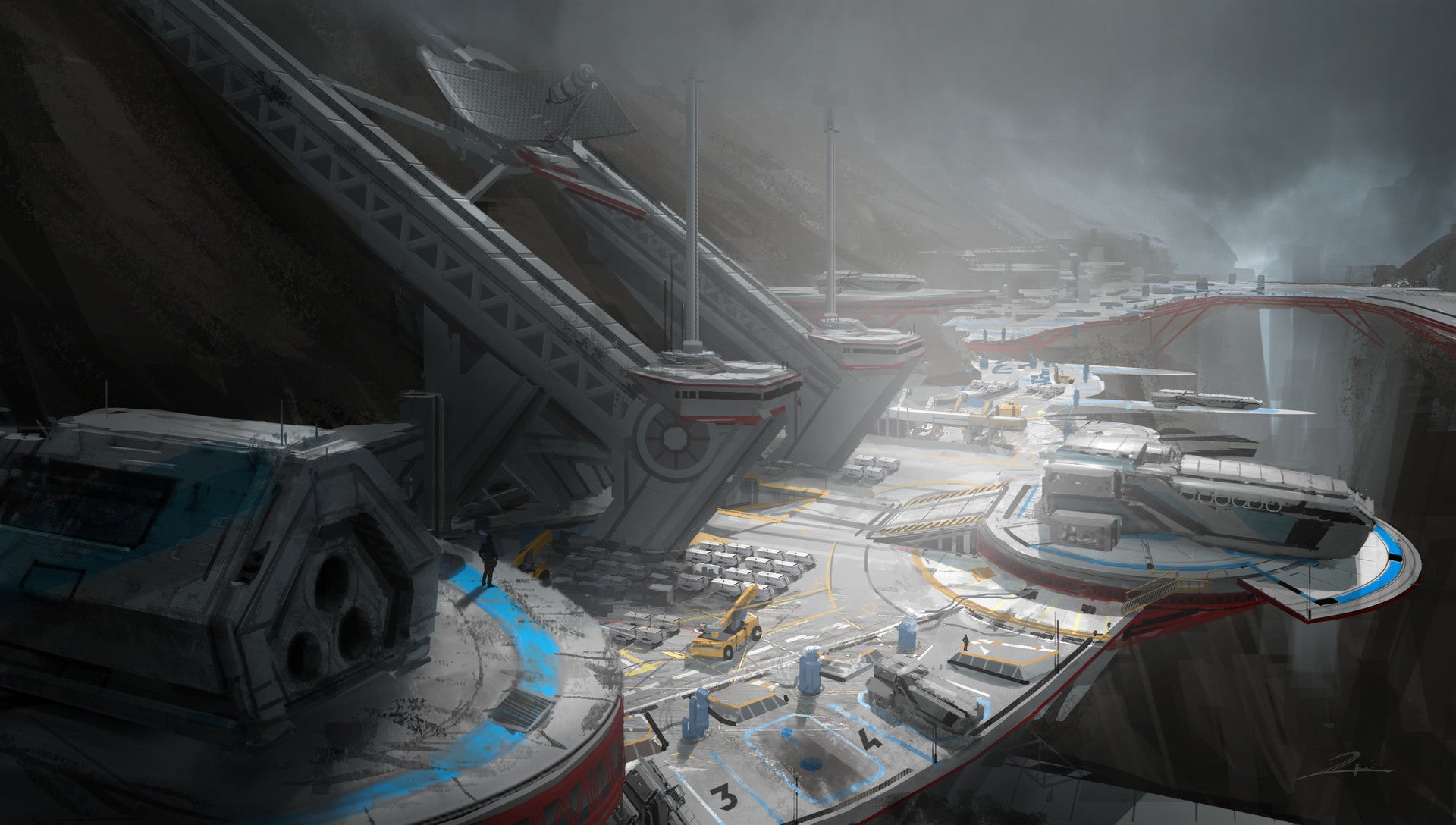 Download Sci Fi Spaceport HD Wallpaper